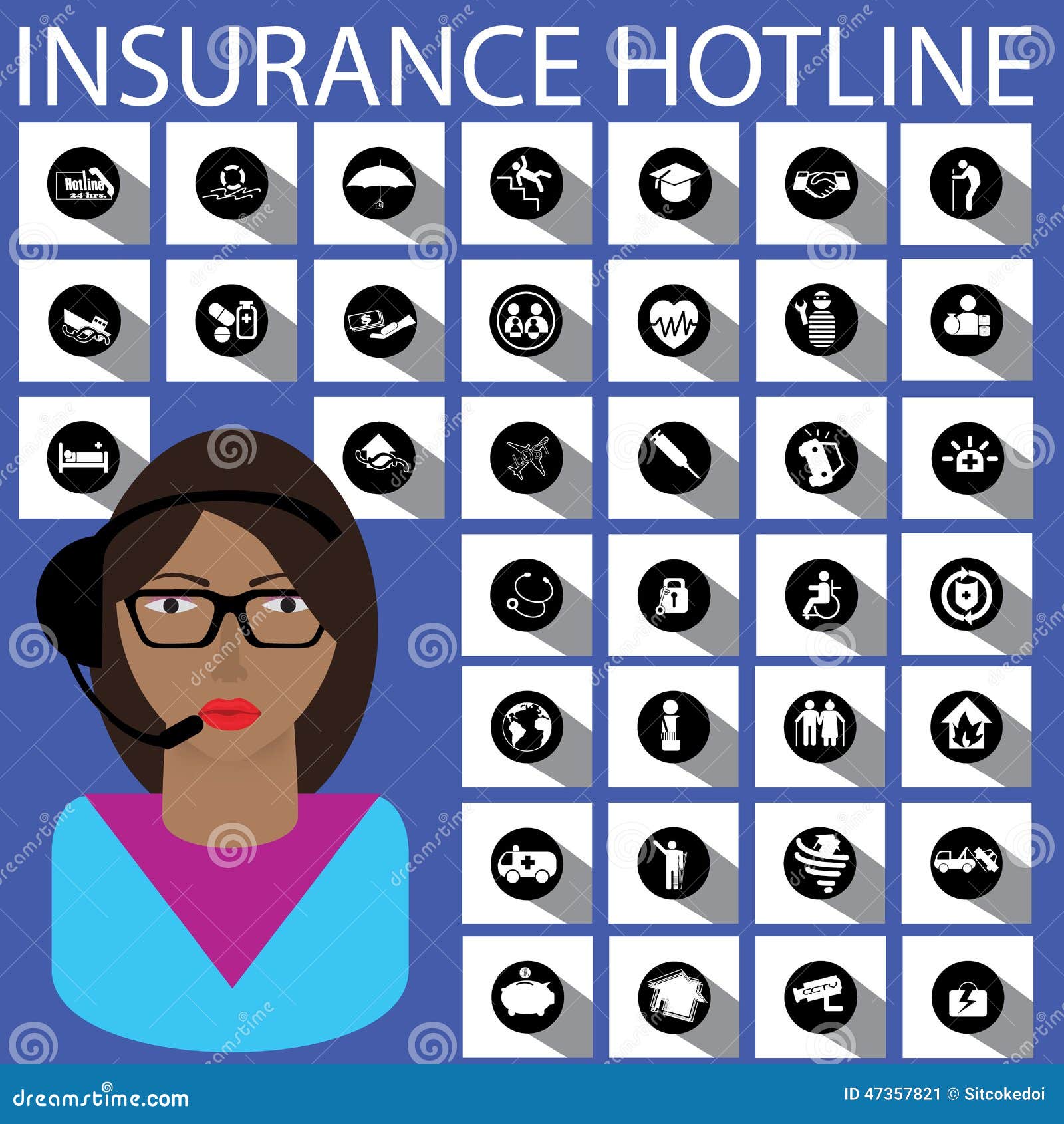 Insurance hotline stock vector. Illustration of accident - 47357821