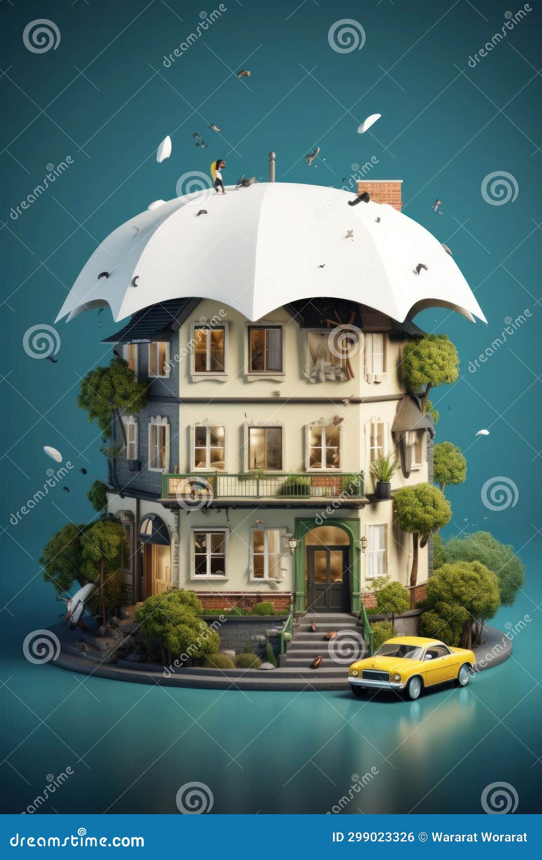 Insurance House Coverage Concept Stock Illustration - Illustration of ...