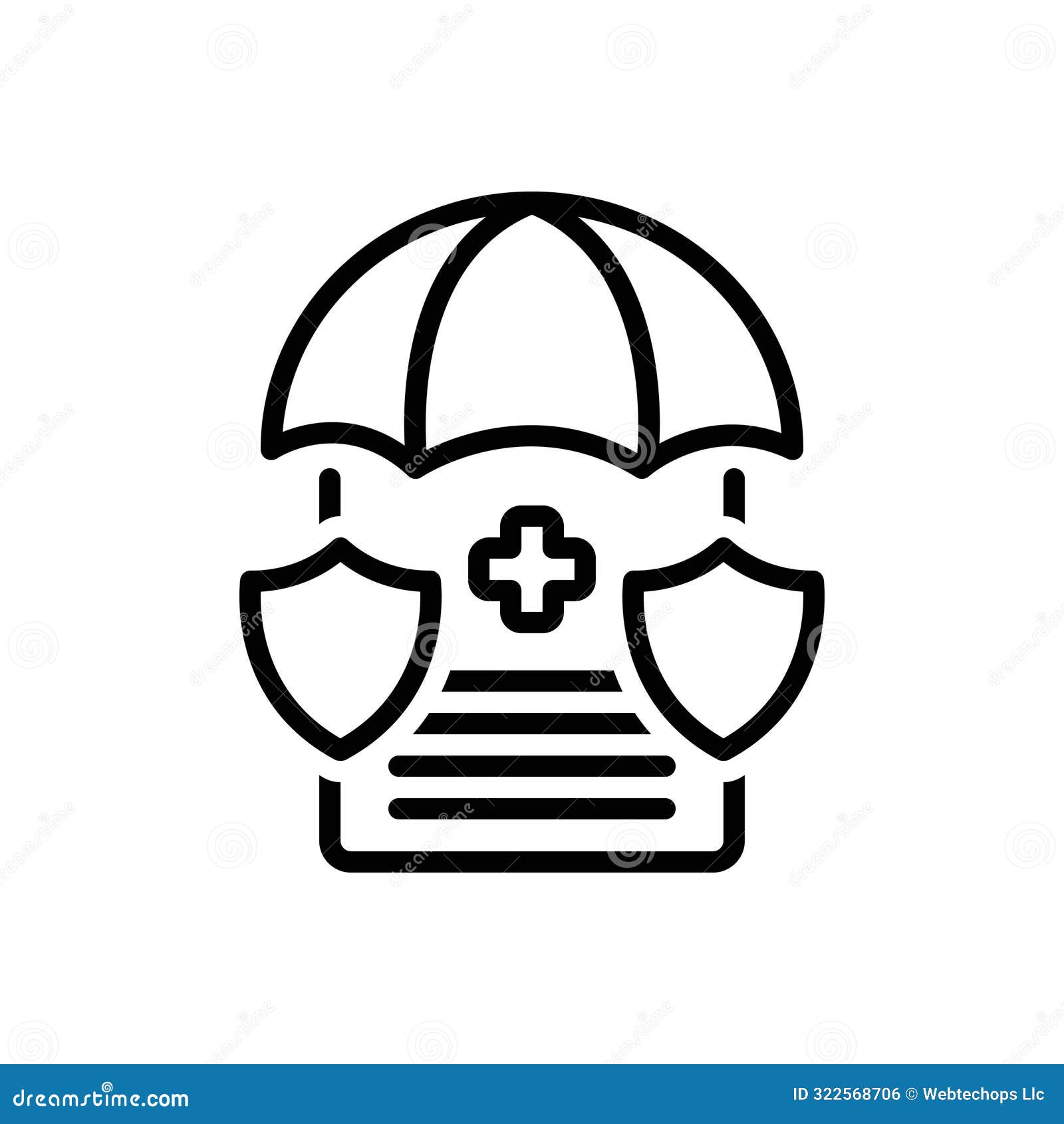 Black Line Icon for Insurance, Health Ad Policy Stock Vector ...
