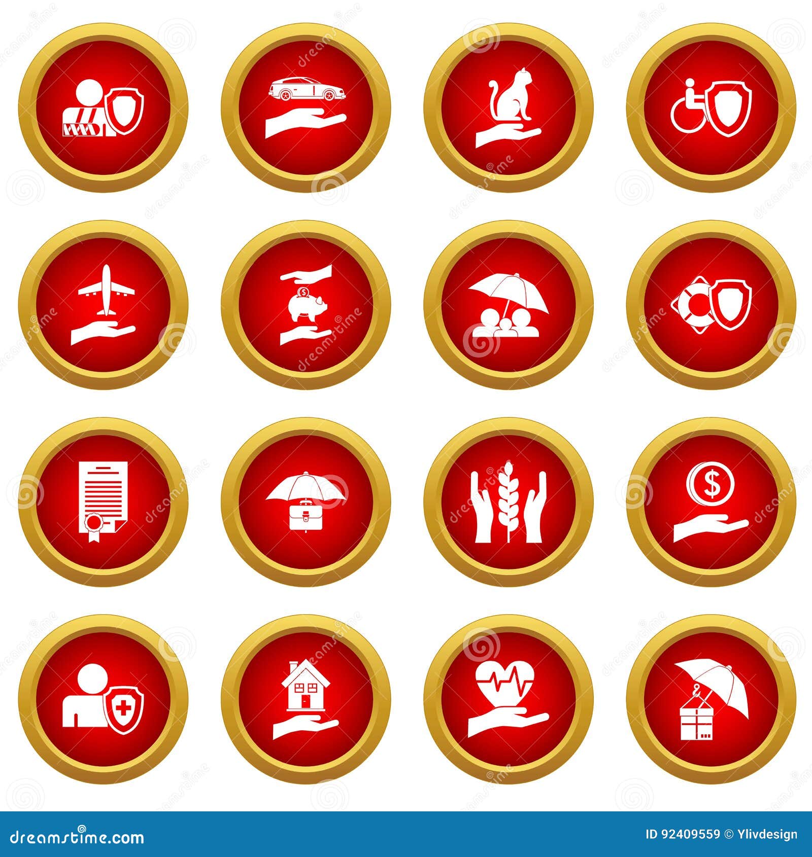 Insurance Icon Red Circle Set Stock Vector - Illustration of junk ...