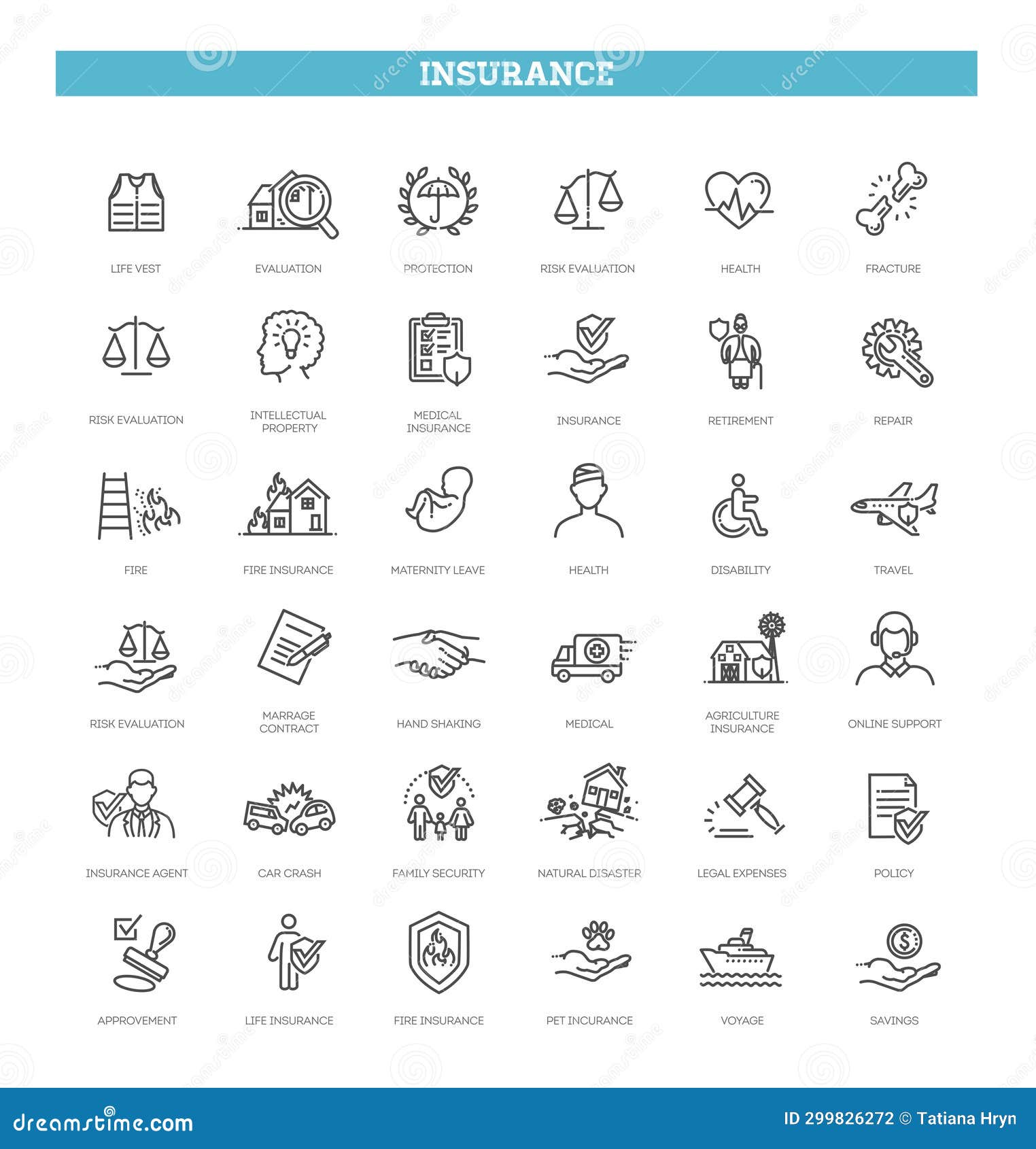 Insurance Icon Thin Line Set Support Services Stock Illustration ...