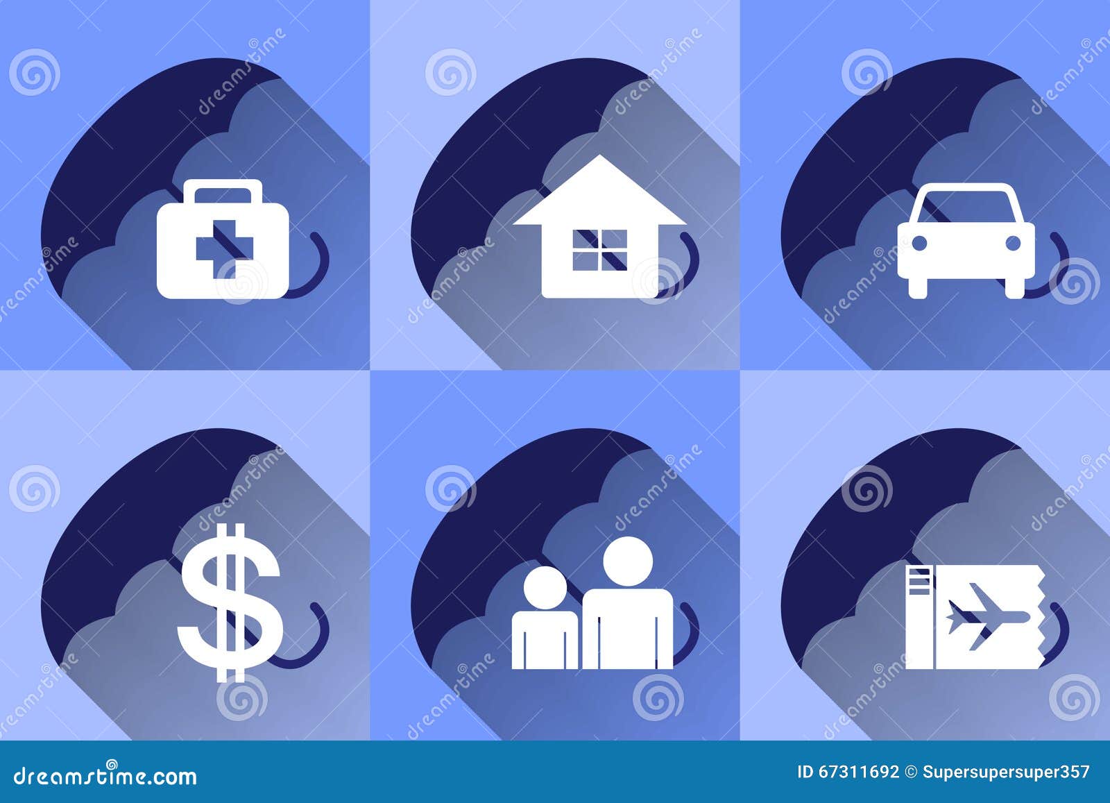 Insurance Icons Flat Design Stock Illustration - Illustration of group ...