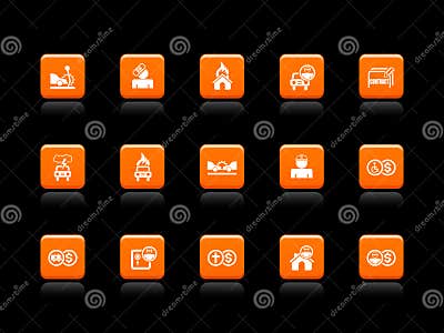 Insurance icons orange stock vector. Illustration of bill - 9953225