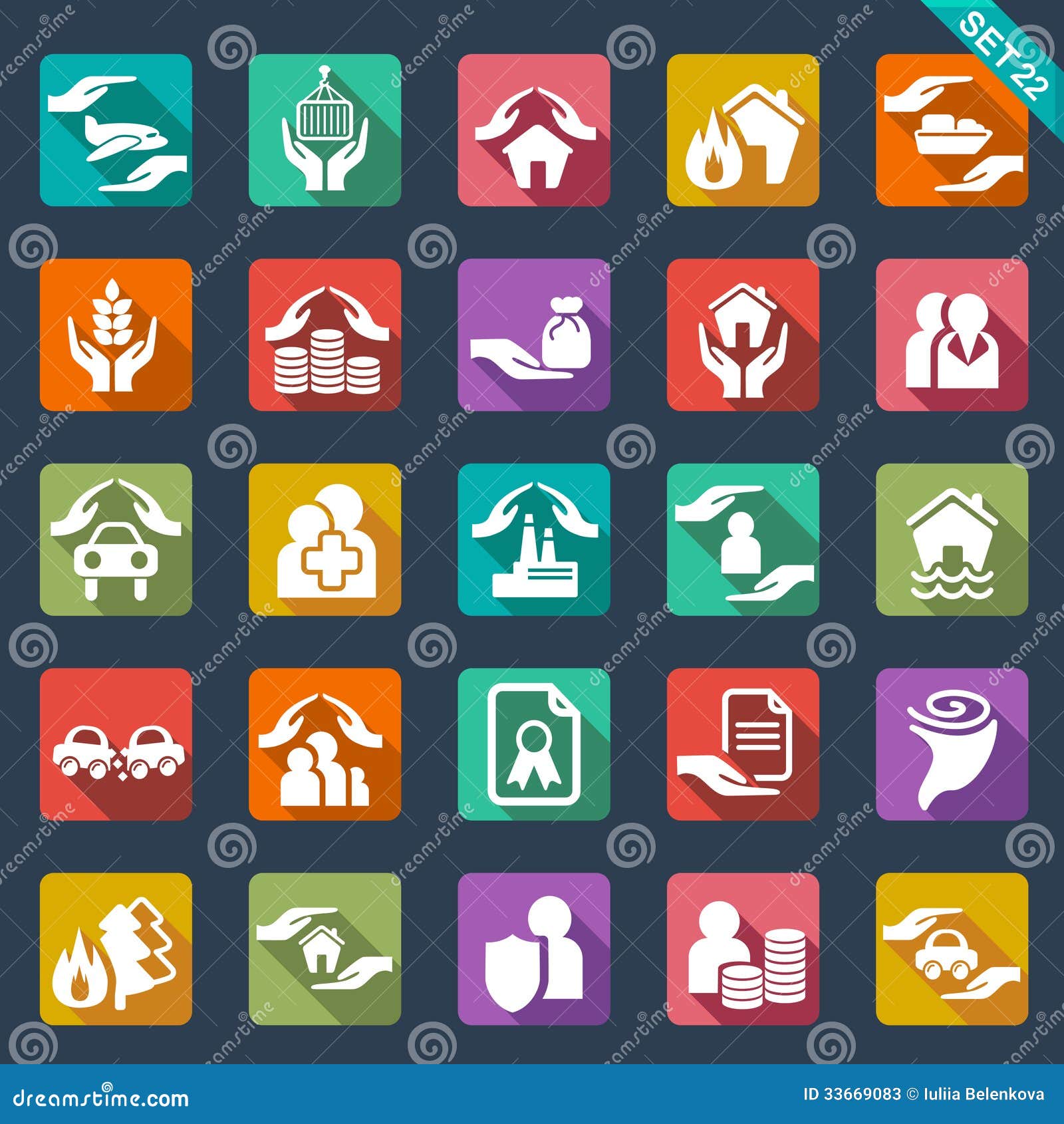 Insurance icons stock vector. Illustration of hand, disaster - 33669083