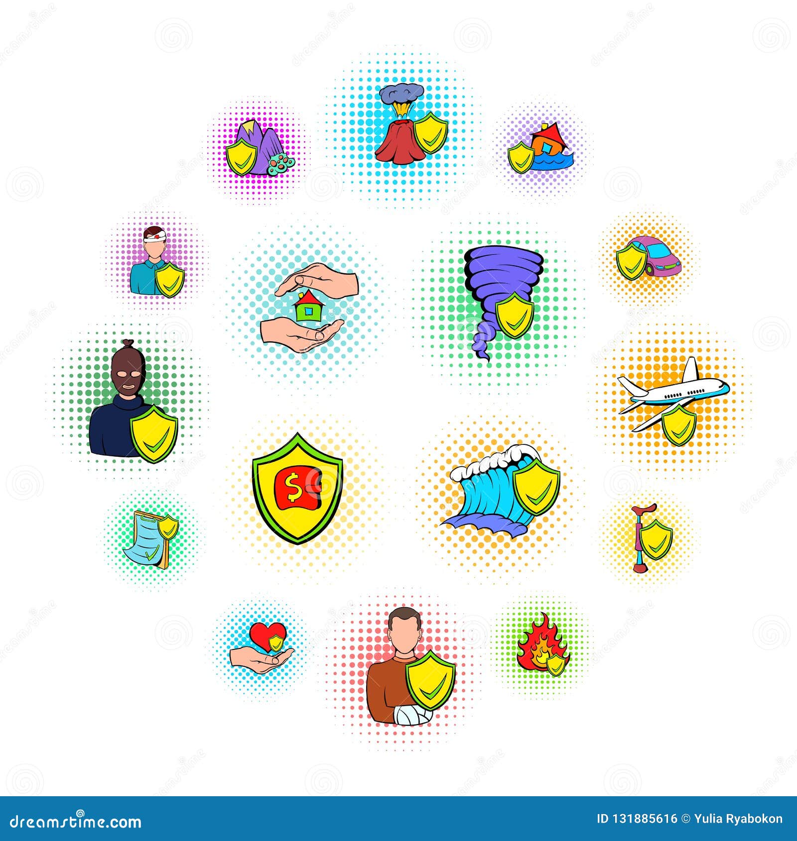 Insurance Icons Set, Pop-art Style Stock Vector - Illustration of ... Insurance Icons Set, Pop-art Style Stock Vector - Illustration of ...