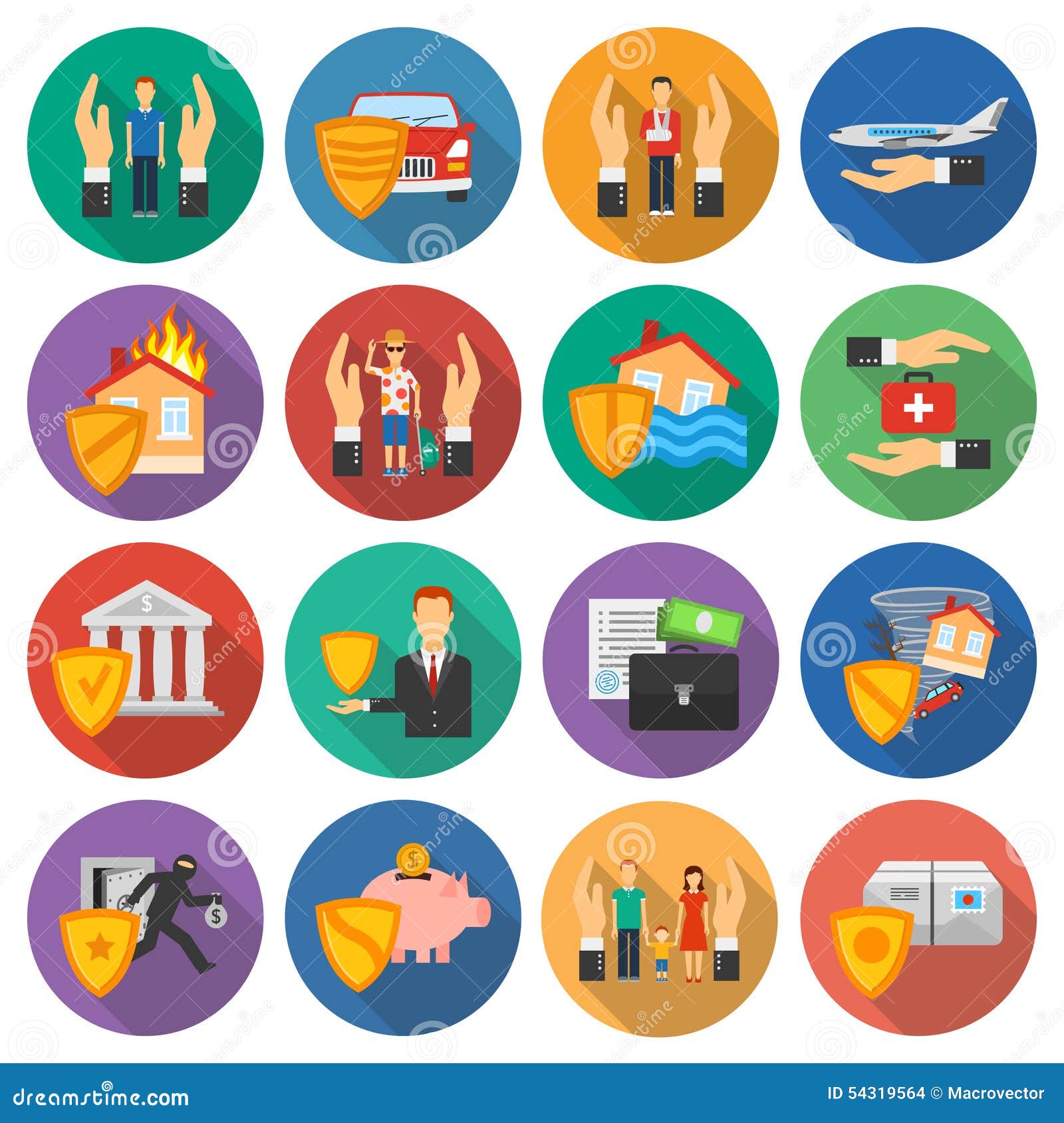 Insurance icons set stock vector. Illustration of collection - 54319564
