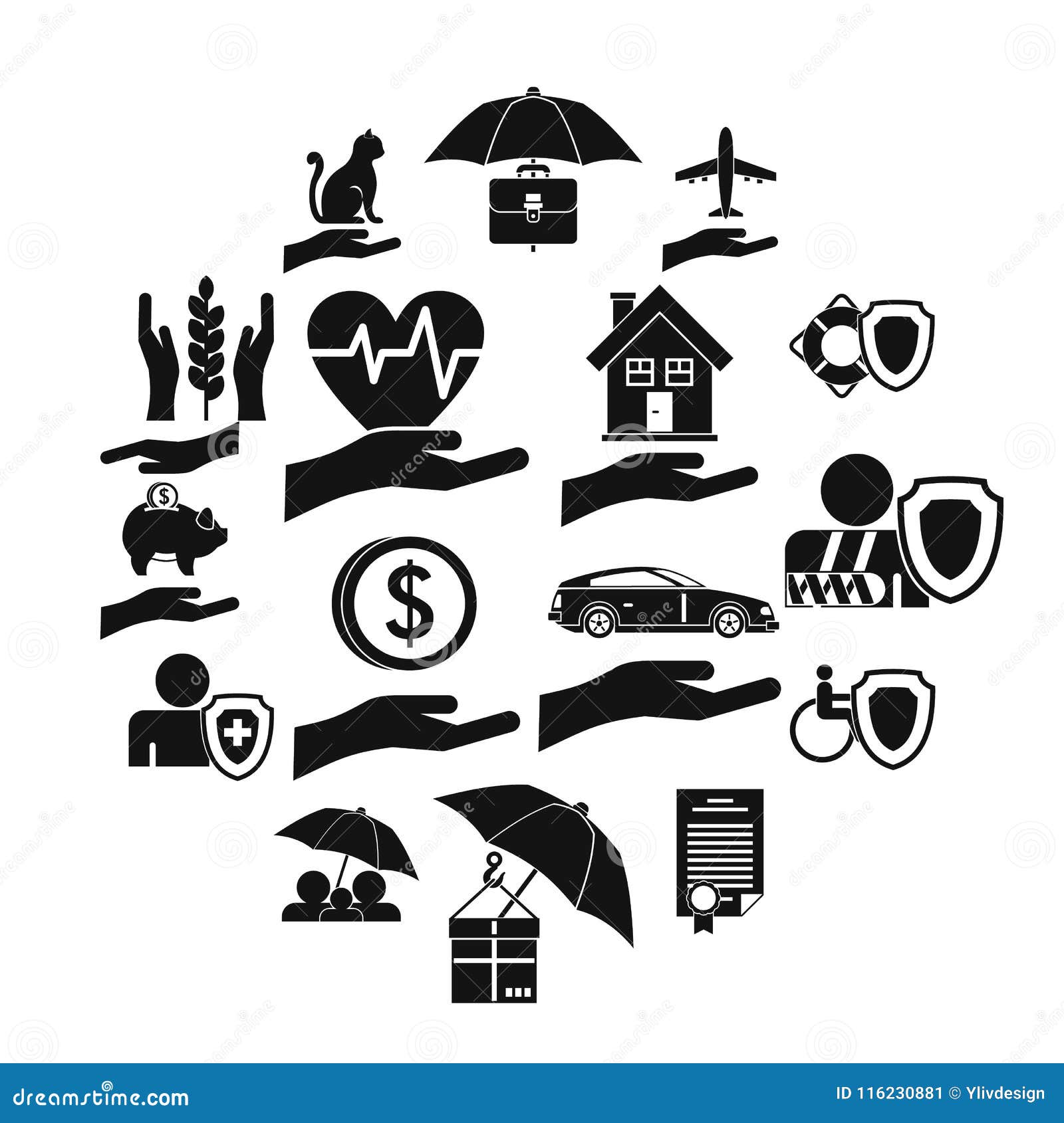 Insurance Icons Set, Simple Style Stock Vector - Illustration of icons ... Insurance Icons Set, Simple Style Stock Vector - Illustration of icons ...