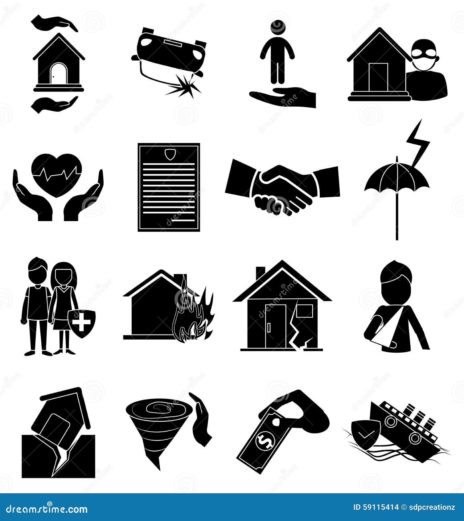 Insurance icons set stock vector. Illustration of deposit - 59115414