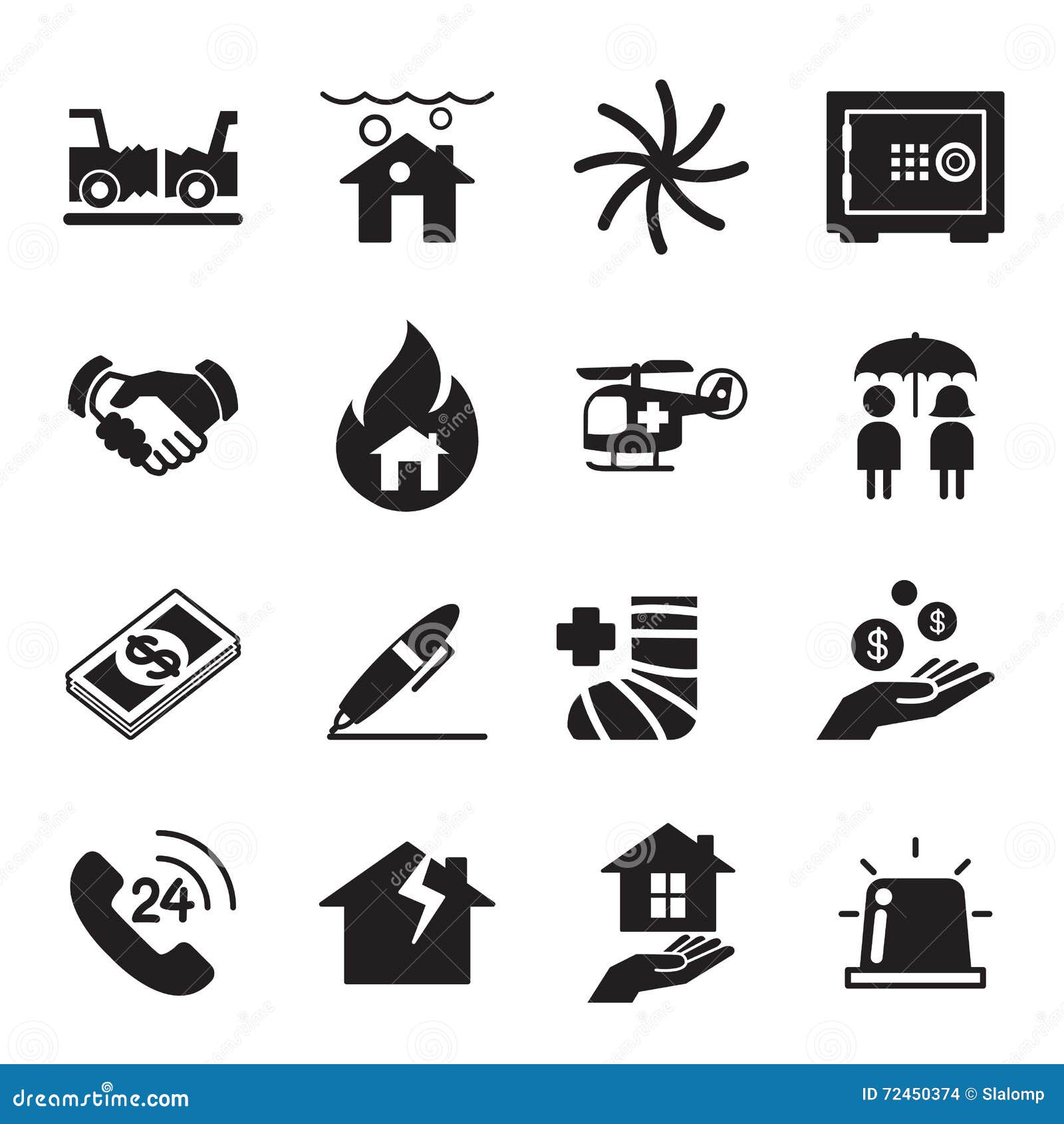 Insurance Icons Vector Illustration Set Stock Vector - Illustration of ...