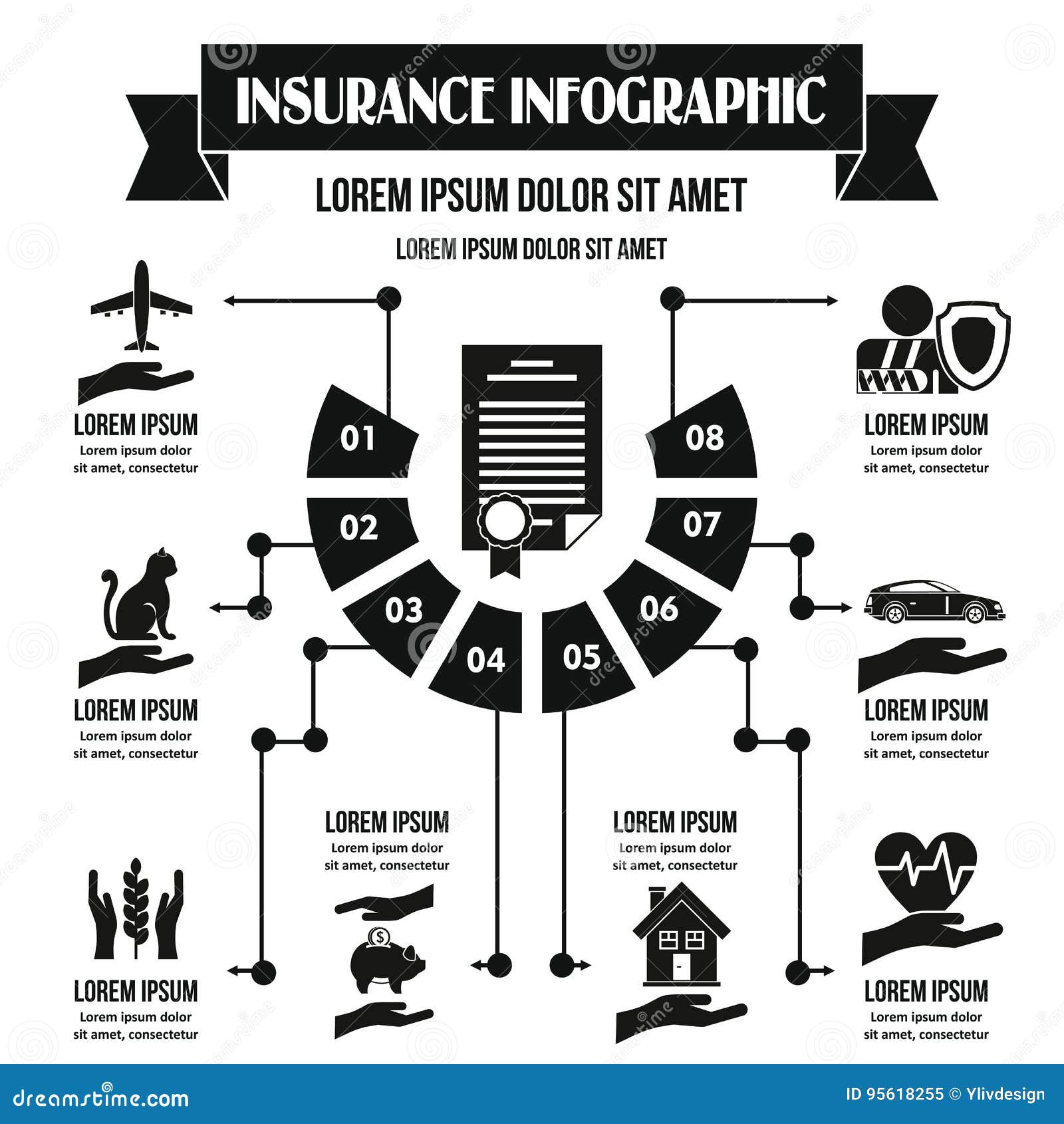 Insurance Infographic Concept, Simple Style Stock Vector - Illustration ...