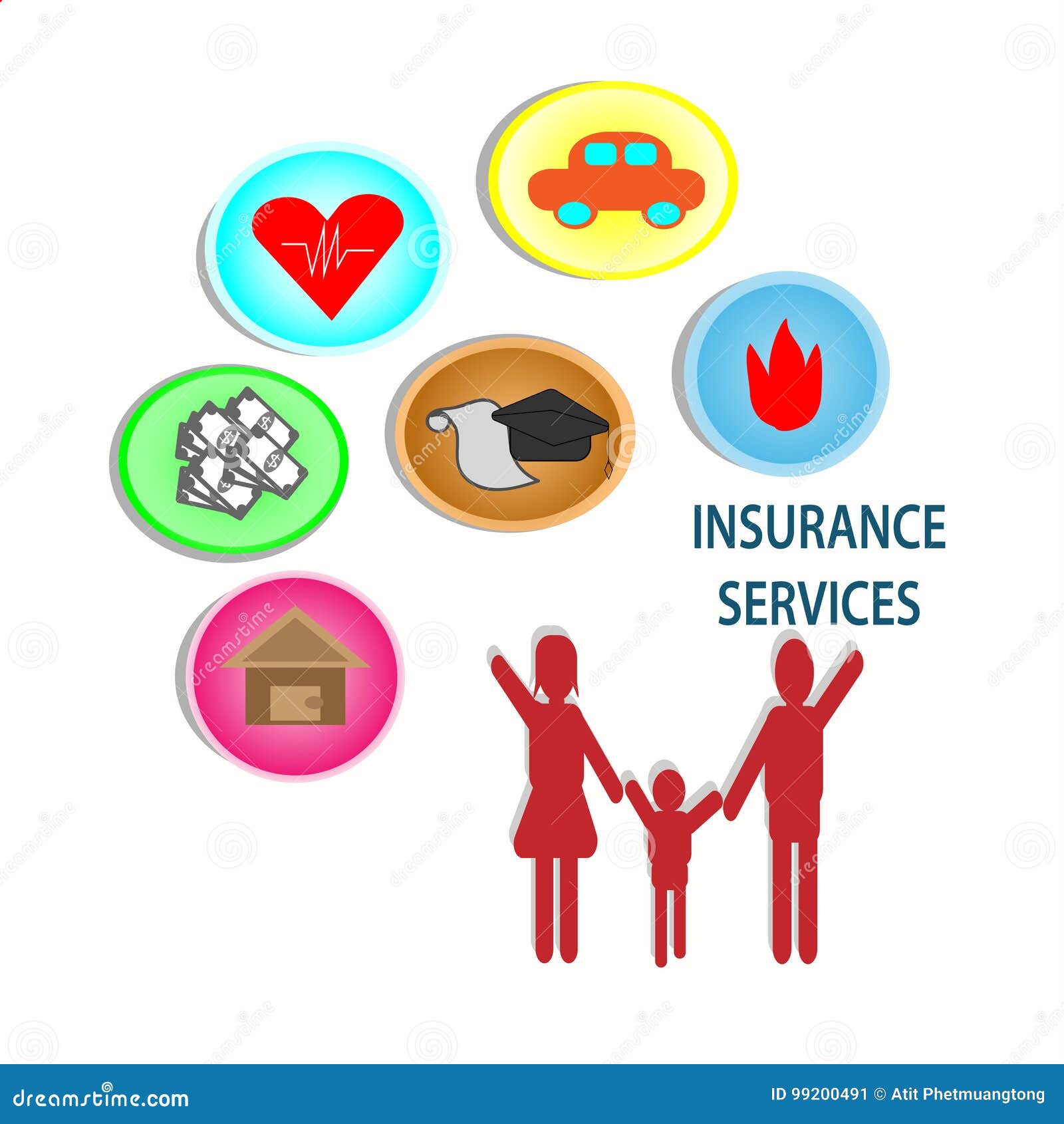 Insurance for Life and Family Security - Concept Vector Stock Vector ...