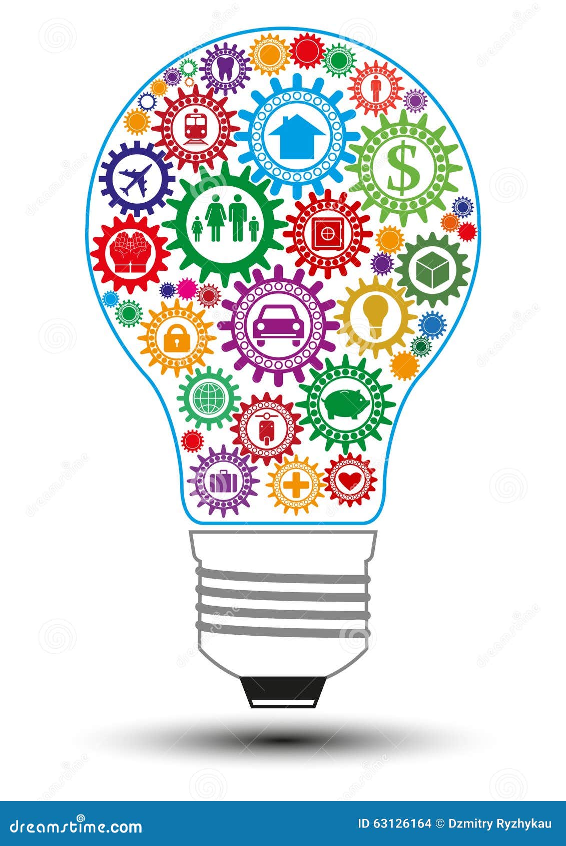 Insurance Light Bulb Design Concept Stock Illustration - Illustration ...