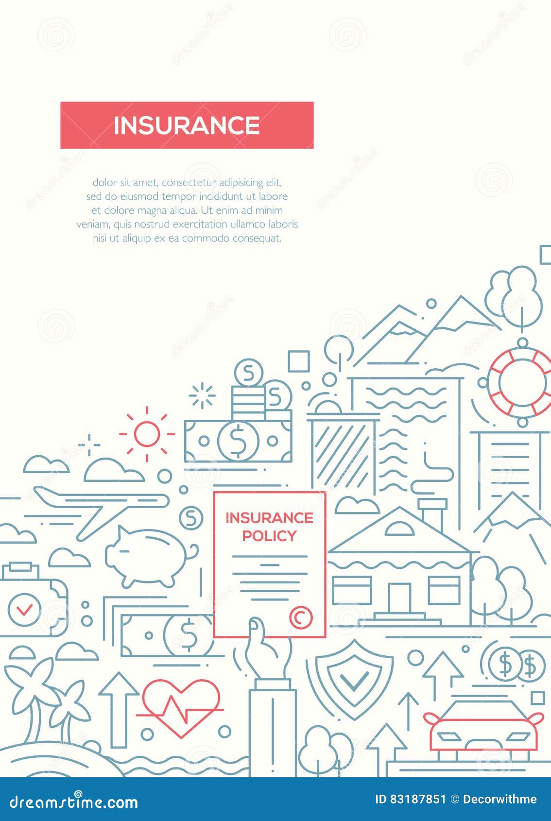 Insurance - Line Design Brochure Poster Template A4 Stock Vector ...