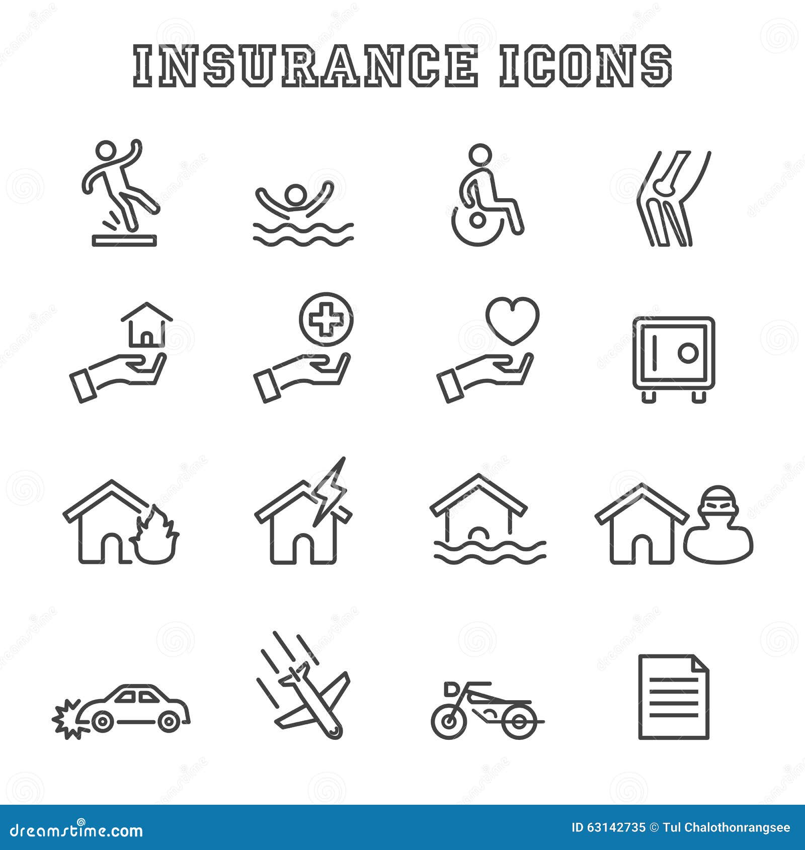 Insurance line icons stock vector. Illustration of industry - 63142735