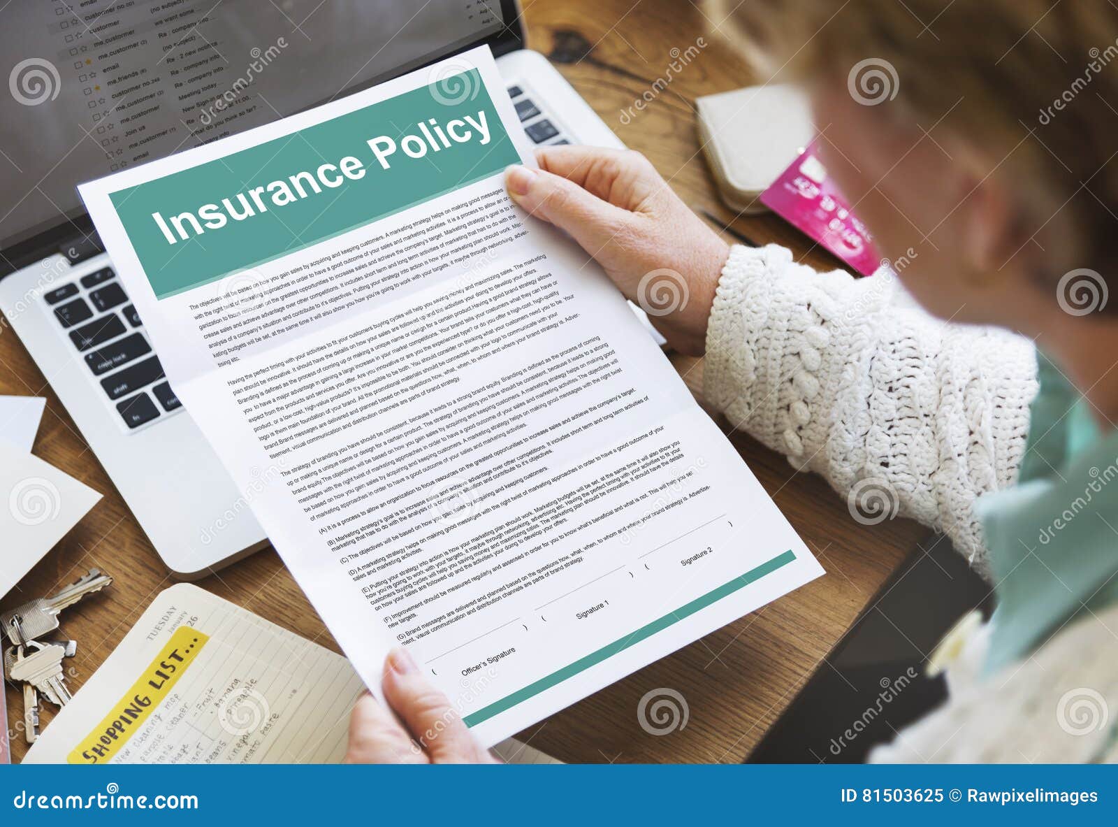 Insurance Policy Agreement Terms Document Concept Stock Image - Image ...