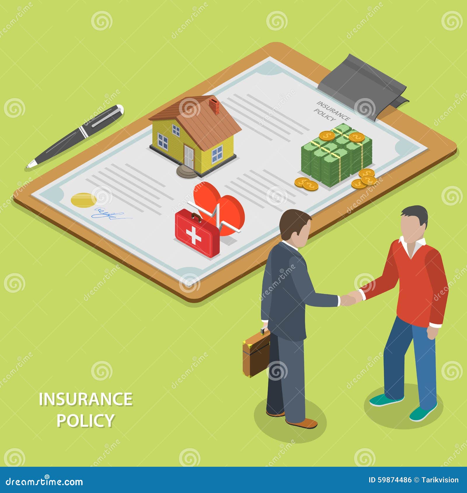Insurance Policy Deal Flat Isometric Vector. Stock Vector ...