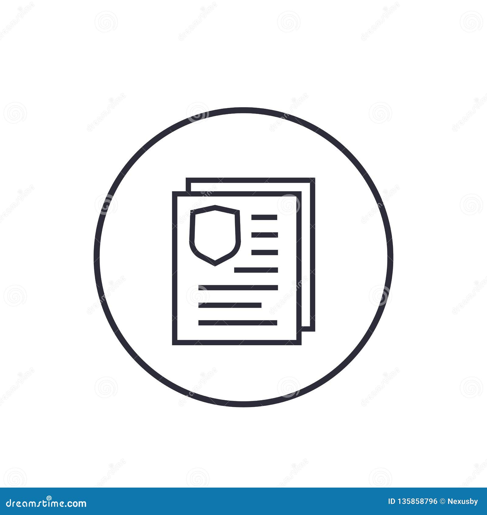 Insurance Policy Document Icon, Linear on White Stock Vector ...