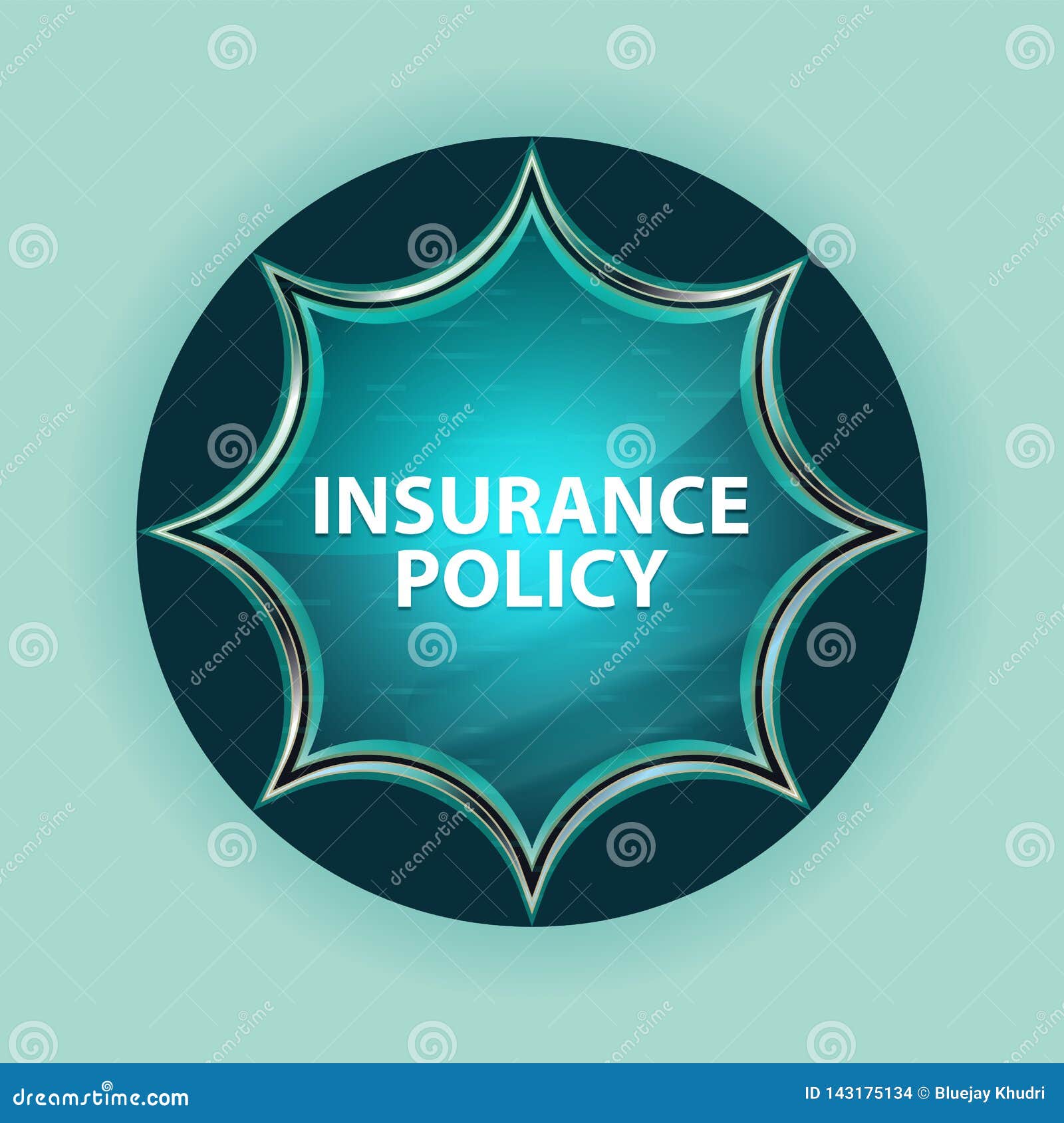 Insurance Policy Magical Glassy Sunburst Blue Button Sky Blue ...