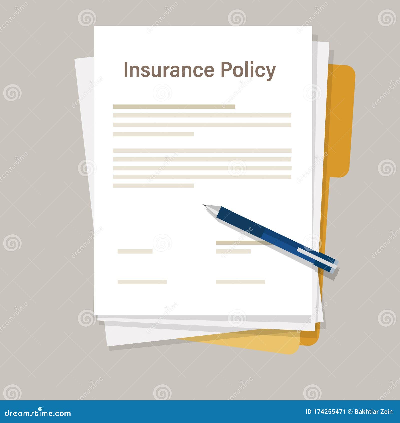 Insurance Policy Paperwork Agreement with Pen for Signature Stock ...