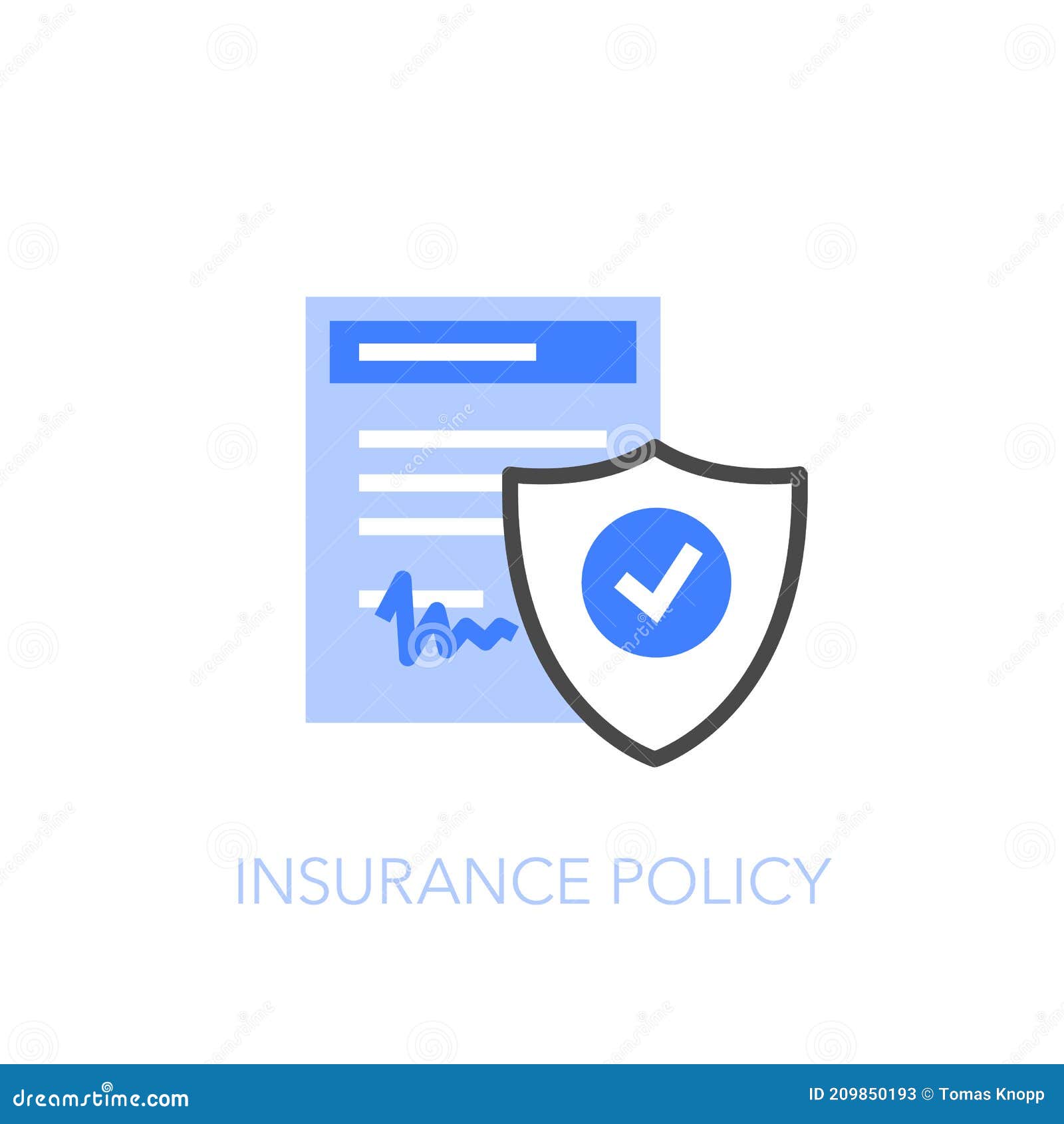 Insurance Policy Symbol with a Signed Document and a Protective Shield ...