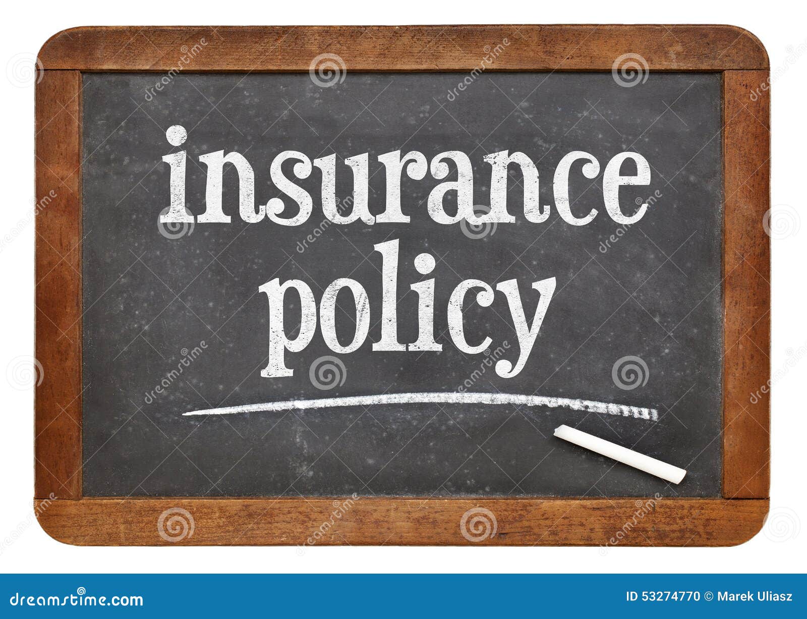 Insurance Policy Text on Blackboard Stock Photo - Image of white ...