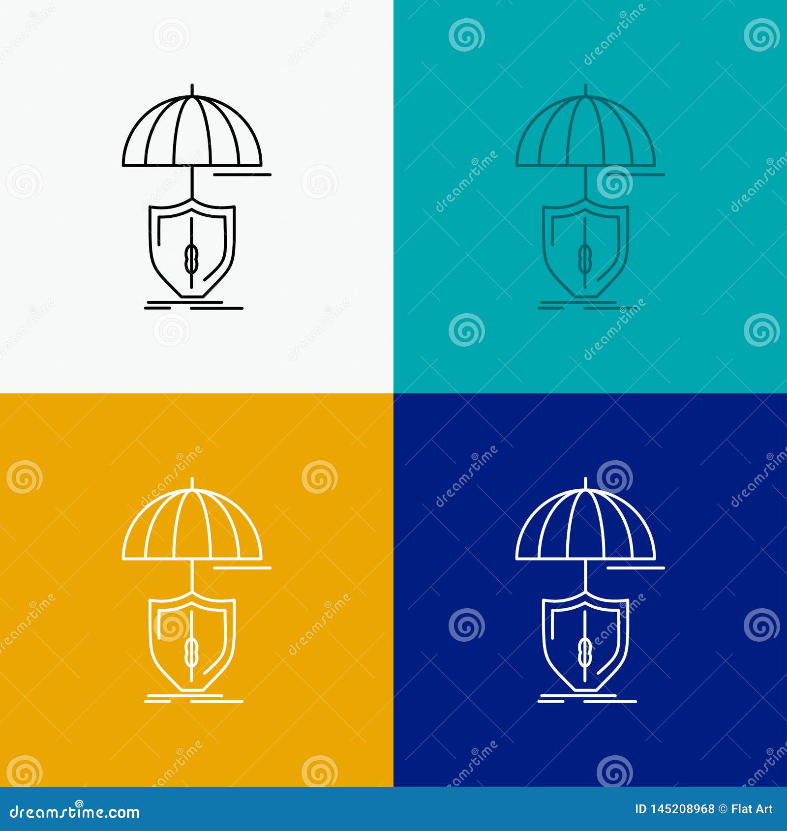 Insurance, Protection, Safety, Digital, Shield Icon Over Various ...