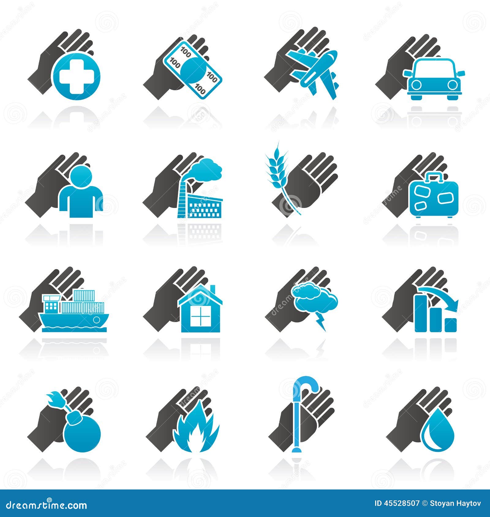 Insurance and risk icons stock vector. Illustration of cargo - 45528507
