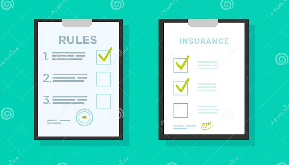 Insurance and Rules Document in a Flat Design Stock Vector ...