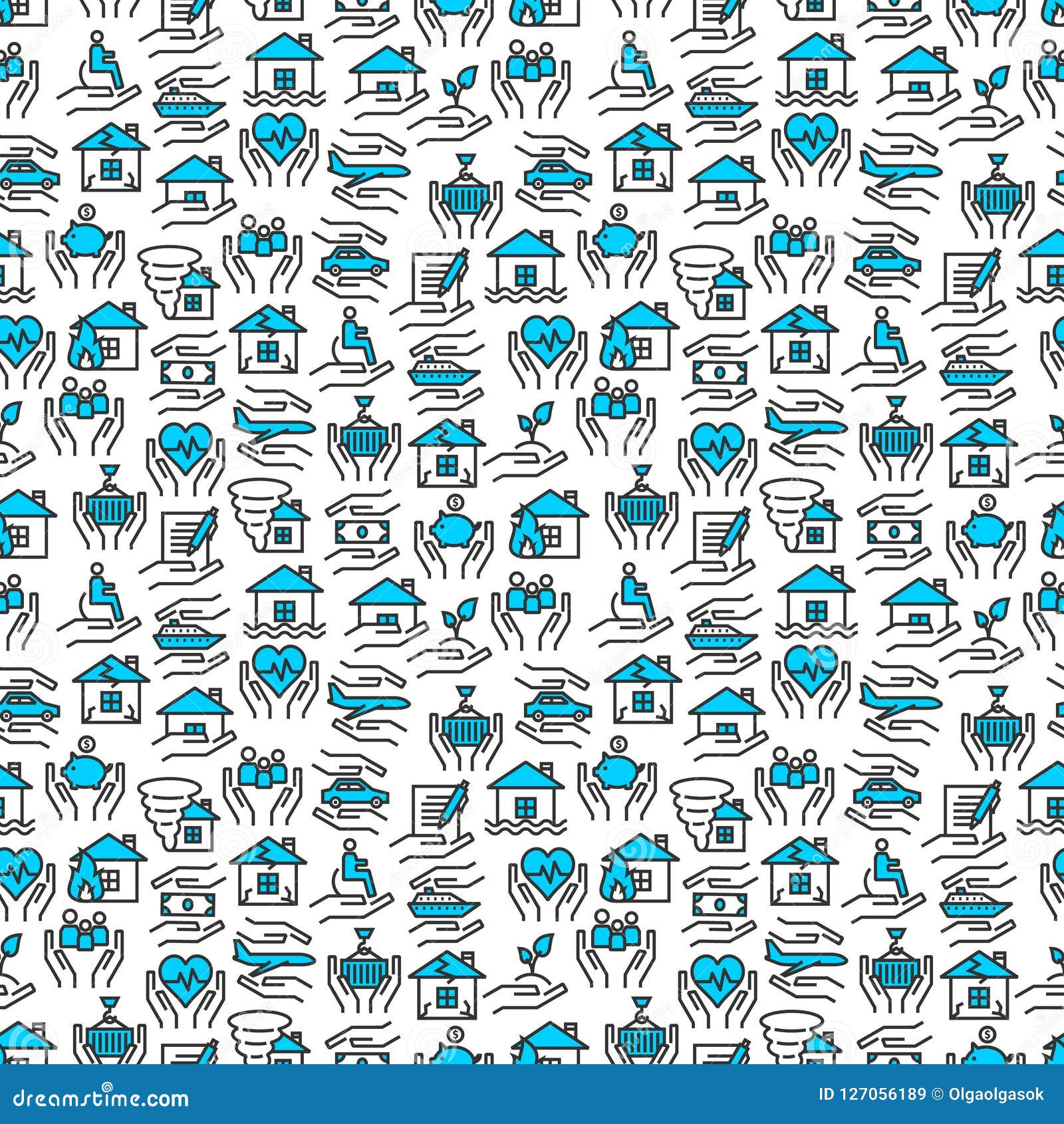 Insurance Service Linear Vector Icons Seamless Pattern Stock Vector ...