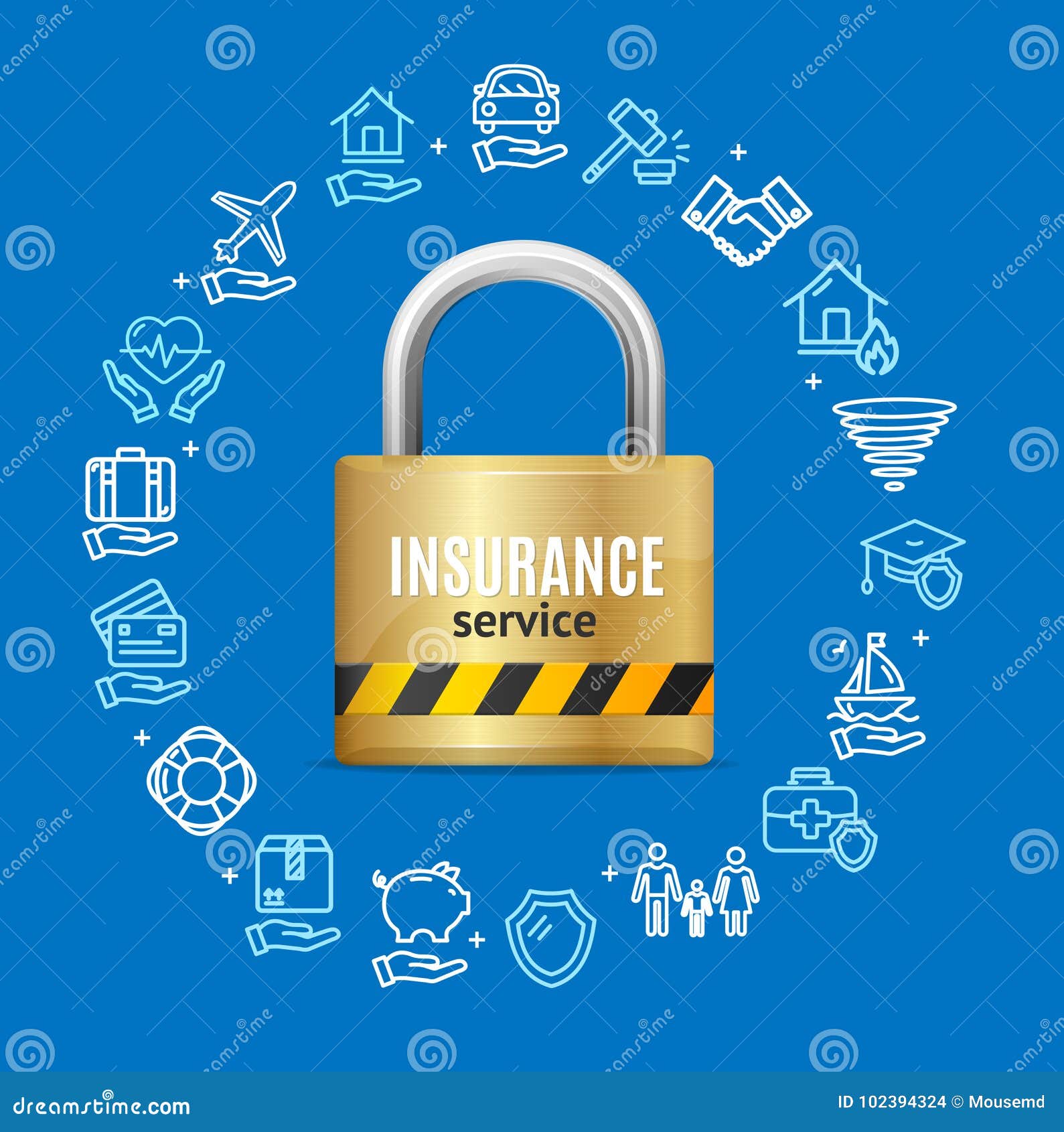 Insurance Service Round Design Template Line Icon Concept. Vector Stock ...