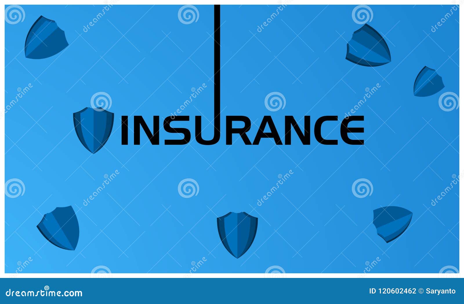 Insurance with Shield on Blue Background Stock Vector - Illustration of ...