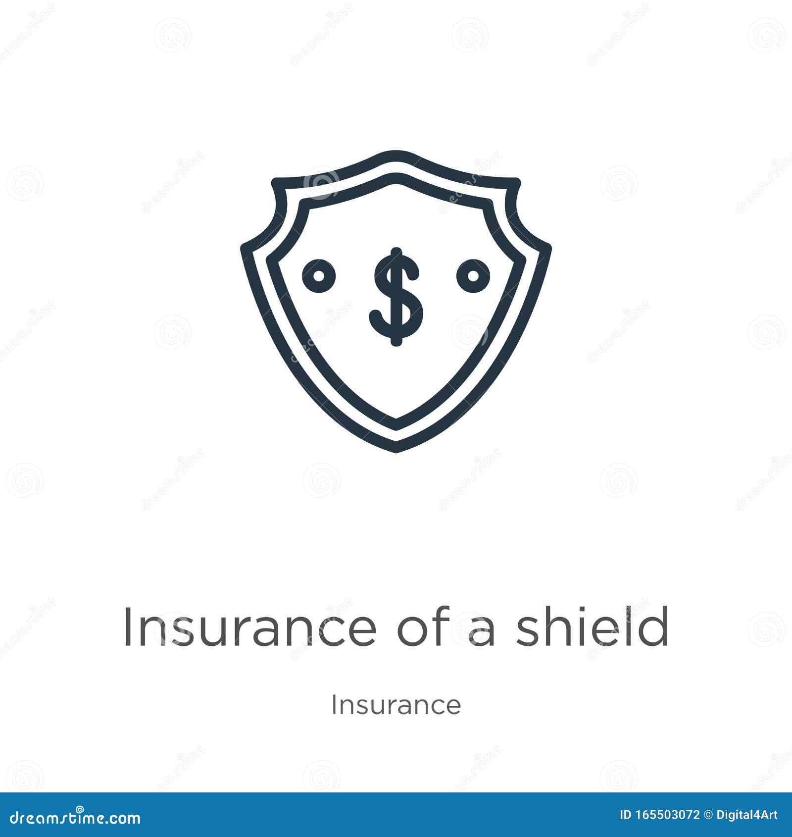 Insurance of a Shield with Dollar Sign Icon. Thin Linear Insurance of a ...