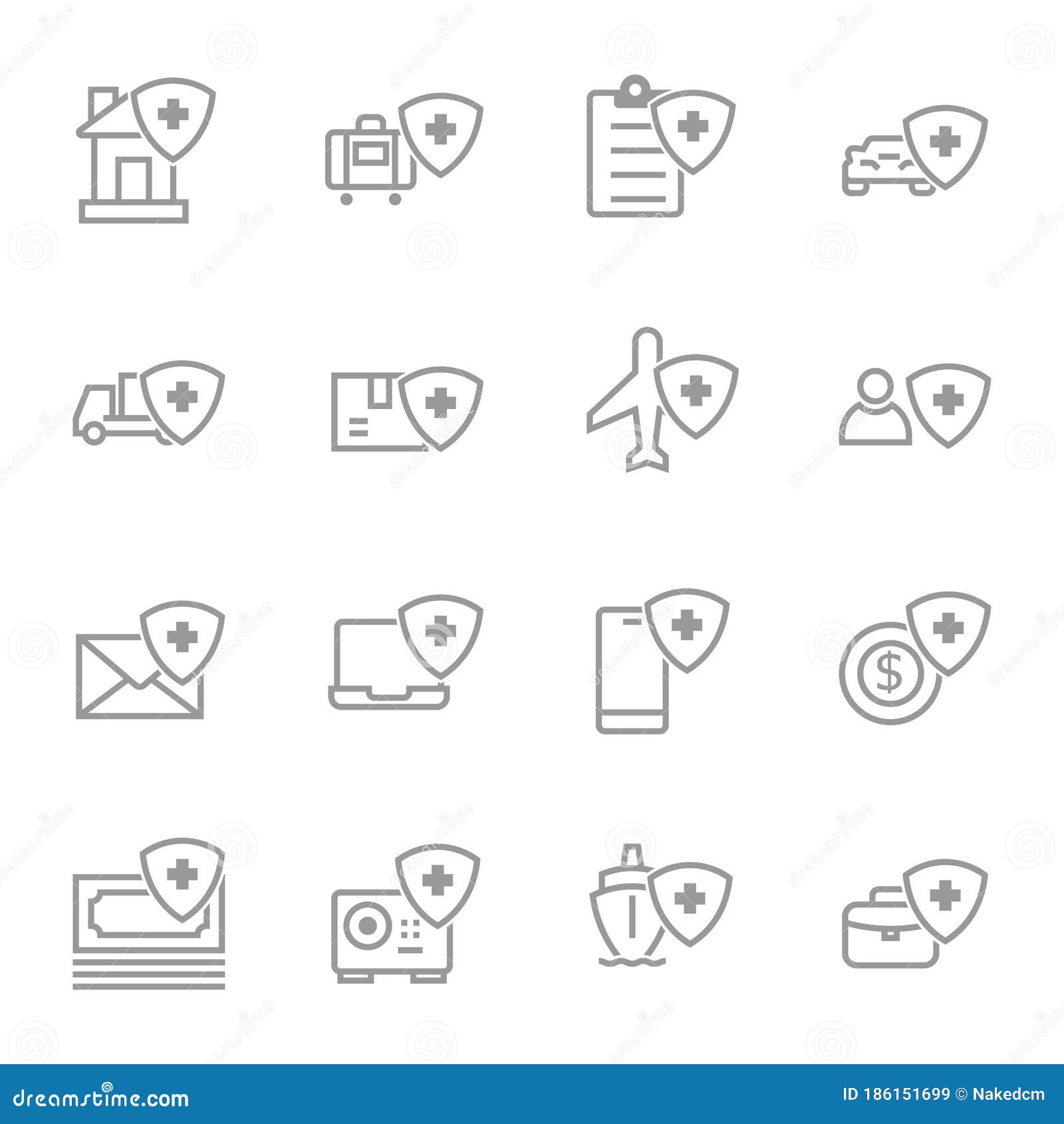Insurance Simple Line Icons Set Stock Vector - Illustration of flat ...