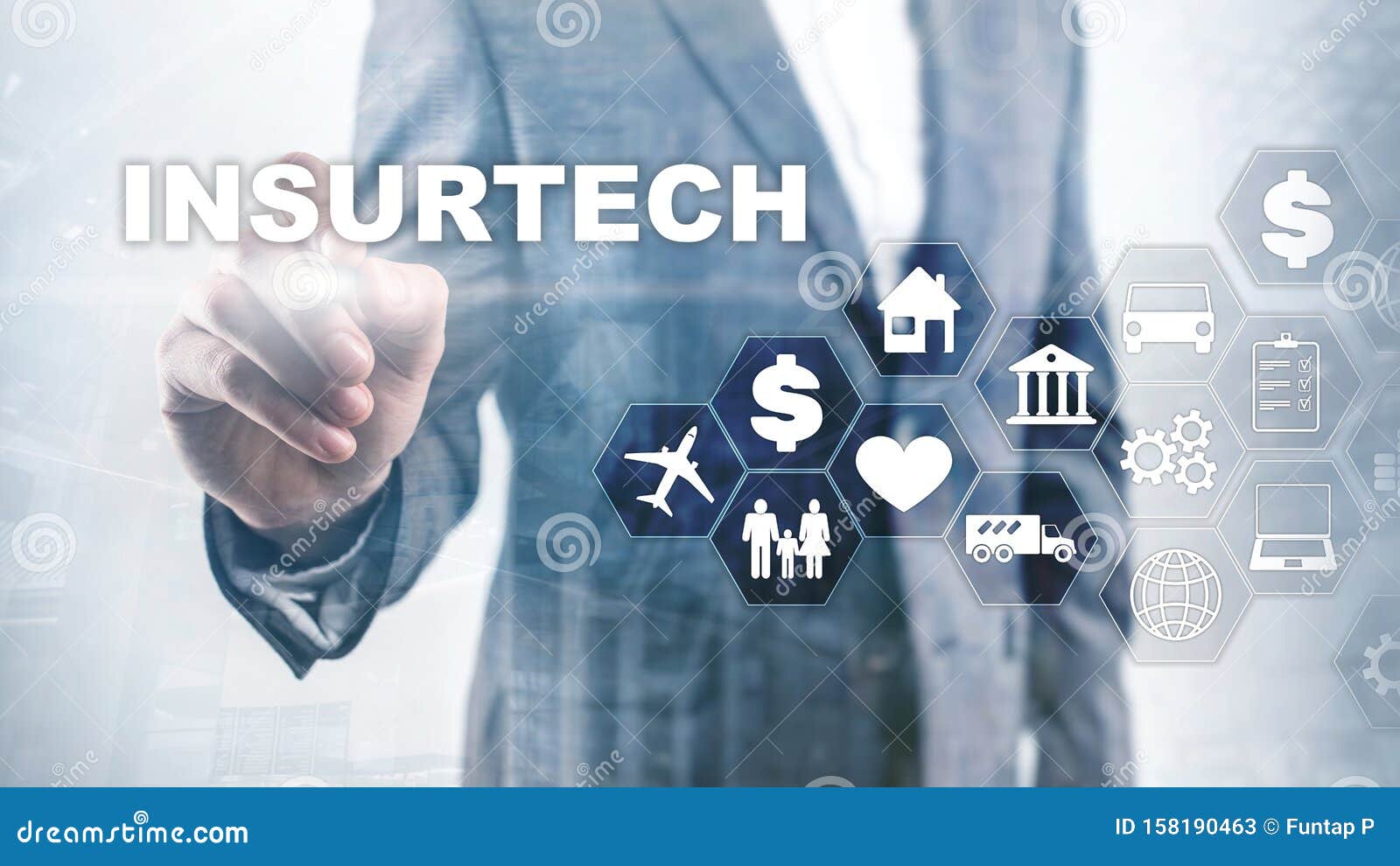 Insurance Technology Insurtech Concept. Inscription on a Virtual Screen ...