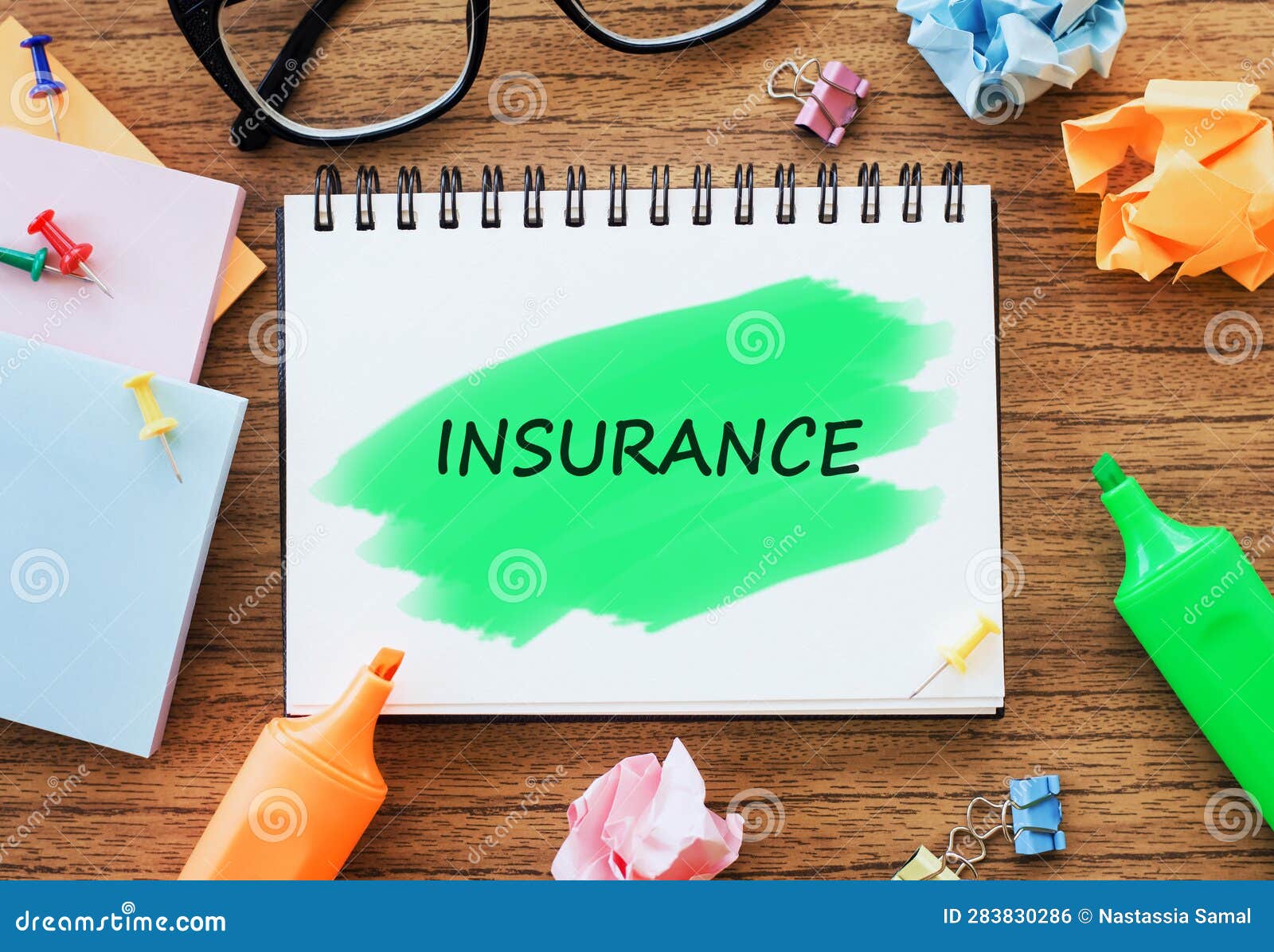INSURANCE Text on a Paper with Chart and Keyboard, Business Concept ...