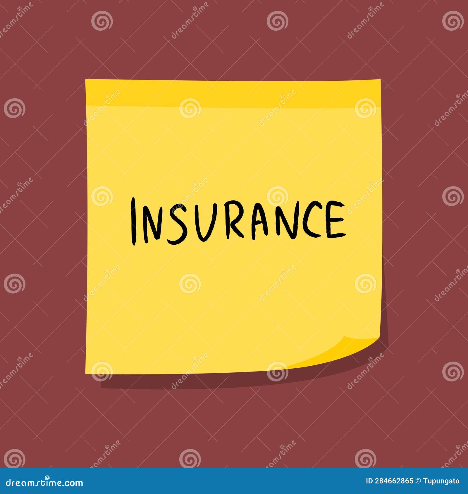 Insurance text sign stock vector. Illustration of sticky - 284662865