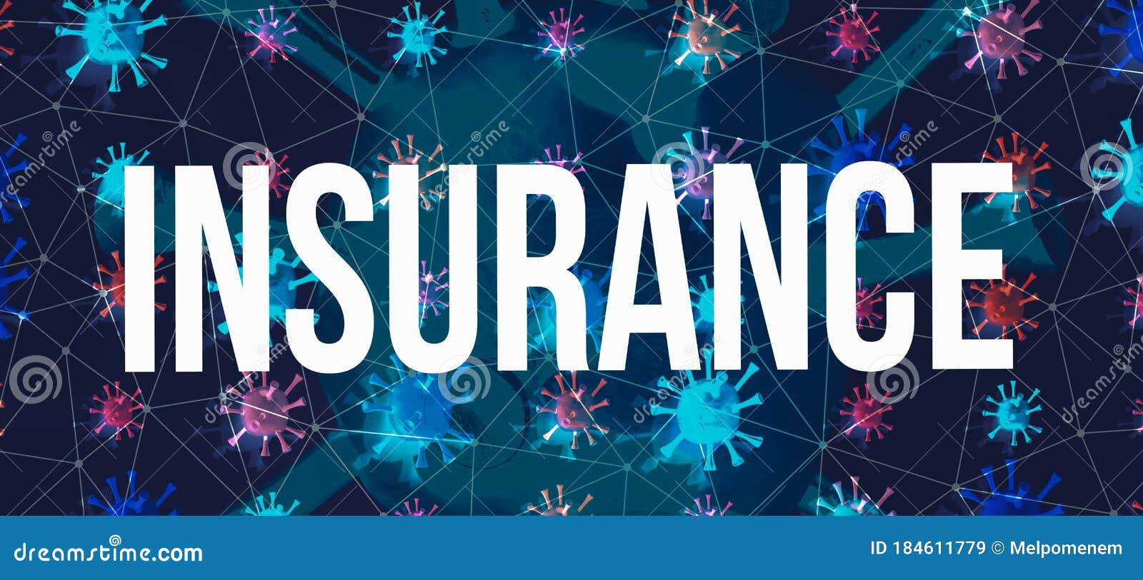 Insurance Theme with Dark Connected Viruses Stock Illustration ...