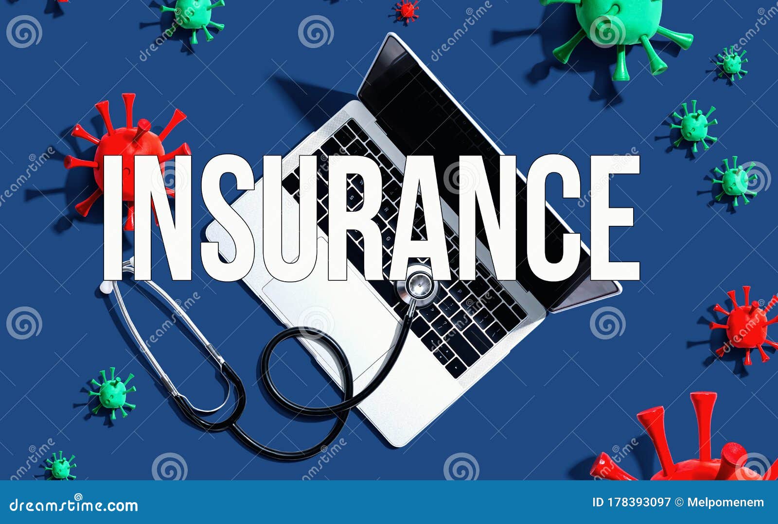 Insurance Theme with Stethoscope and Laptop Stock Image - Image of ...
