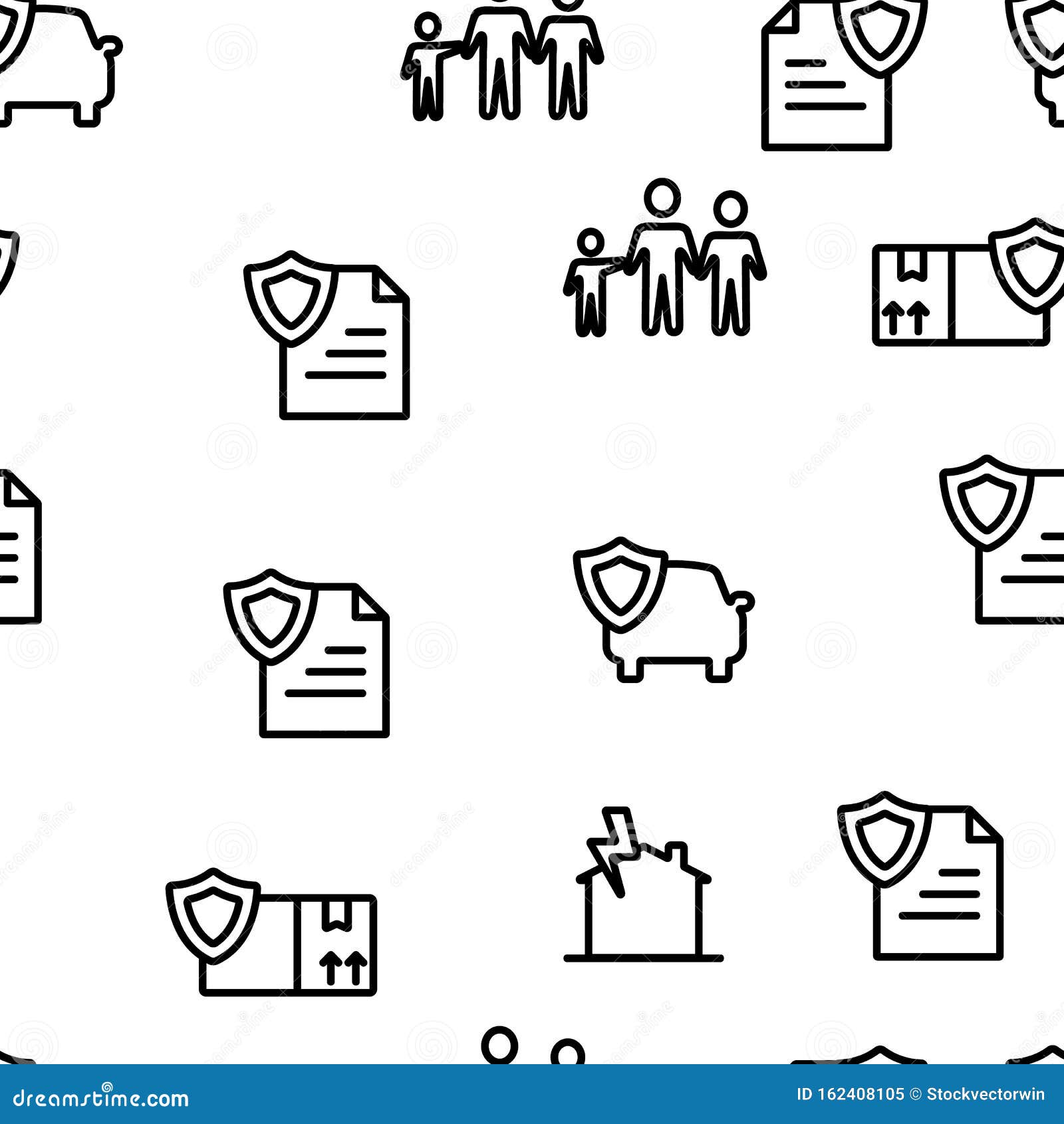 Insurance Vector Seamless Pattern Stock Vector - Illustration of lined ...