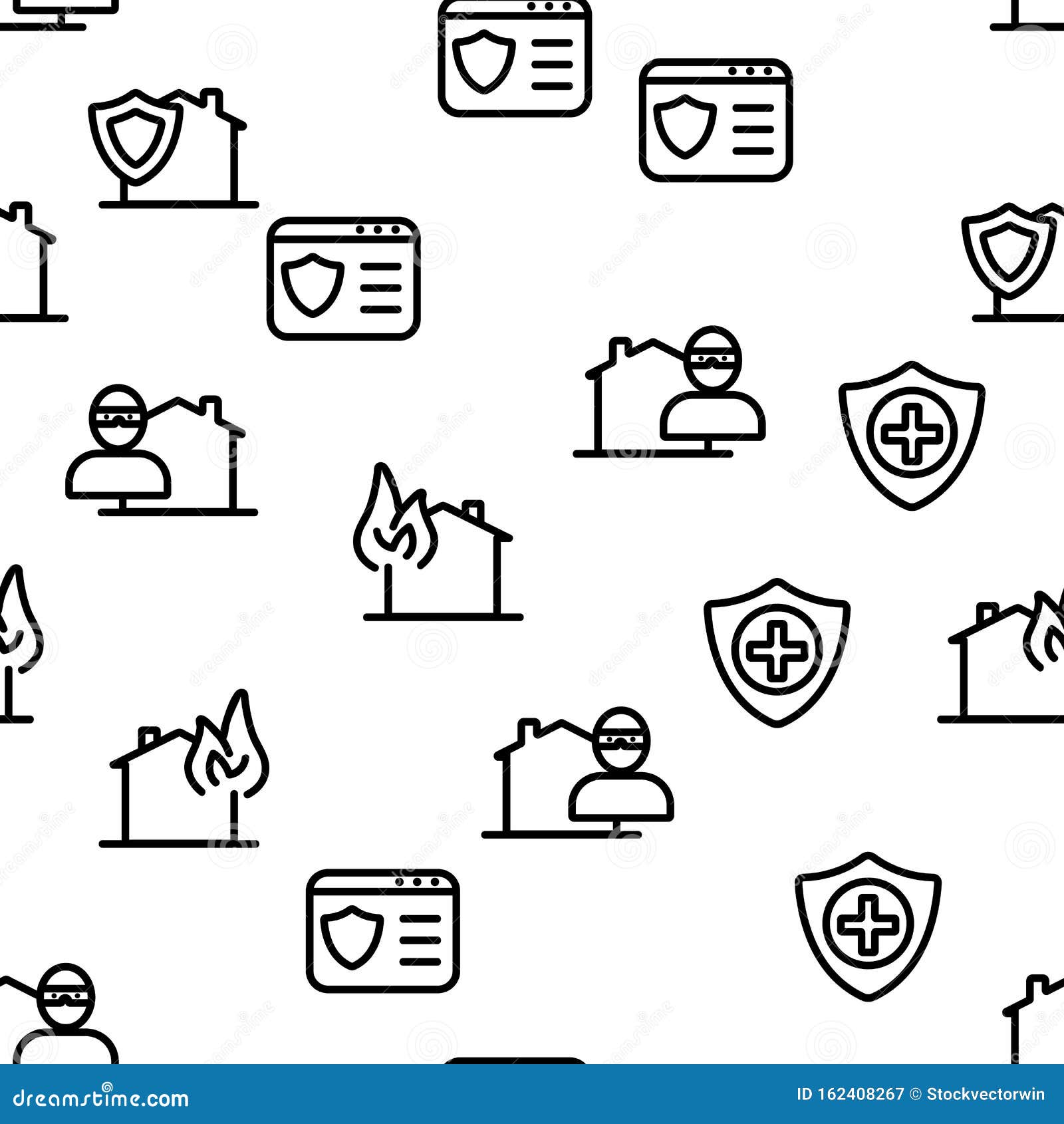 Insurance Vector Seamless Pattern Stock Vector - Illustration of icons ...