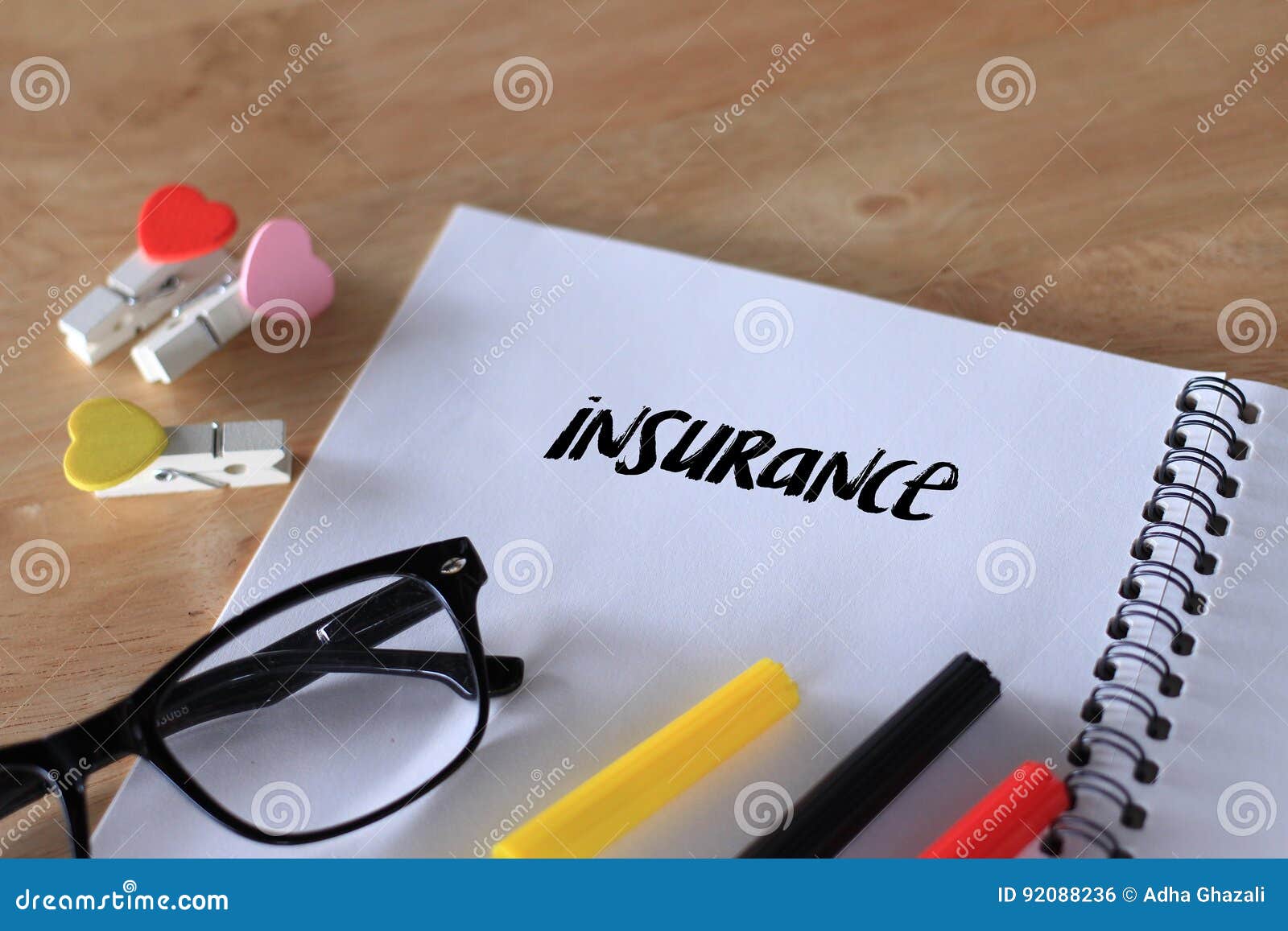 Insurance Word Writing on Notebook on Wooden Table Stock Photo - Image ...