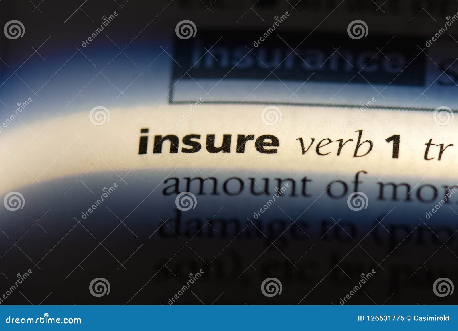 Insure stock image. Image of page, english, book, macro - 126531775