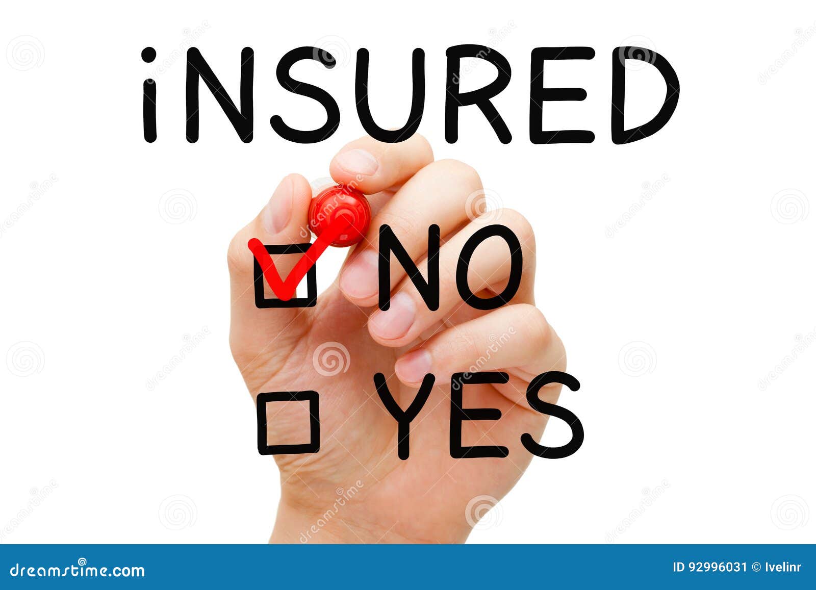 Insured No Red Marker stock image. Image of caution, jeopardy - 92996031