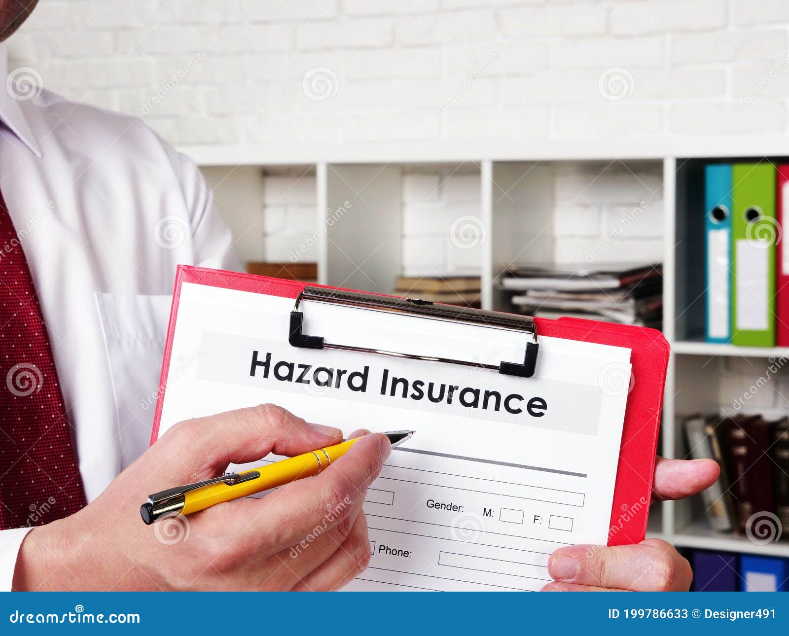 Insurer Shows Hazard Insurance Form for Signing. Stock Image - Image of ...