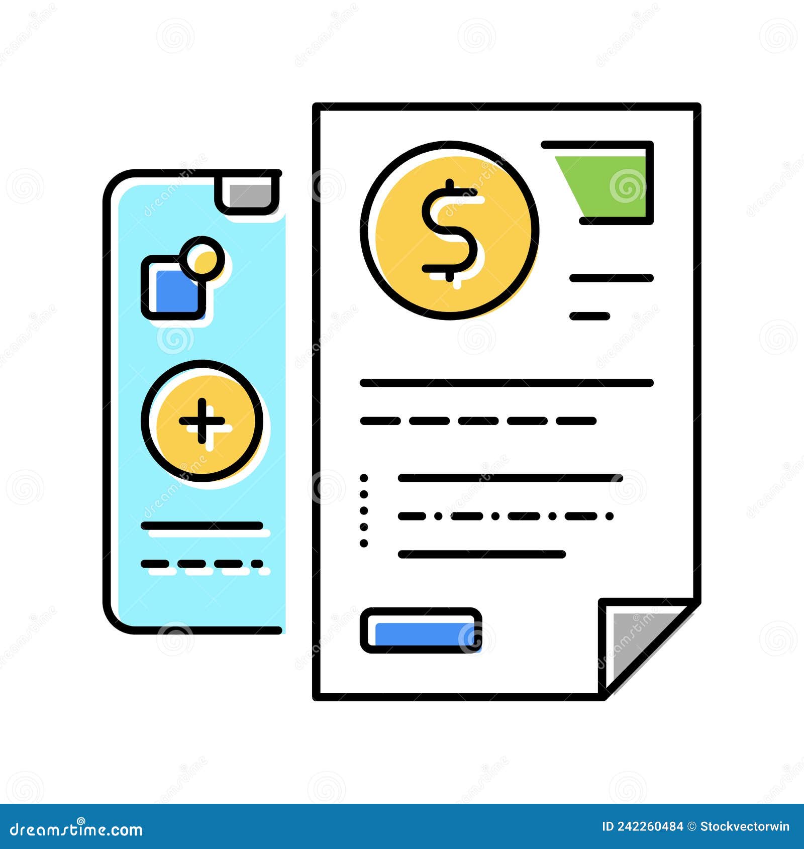 Insurtech Documentation Color Icon Vector Illustration Stock Vector ...