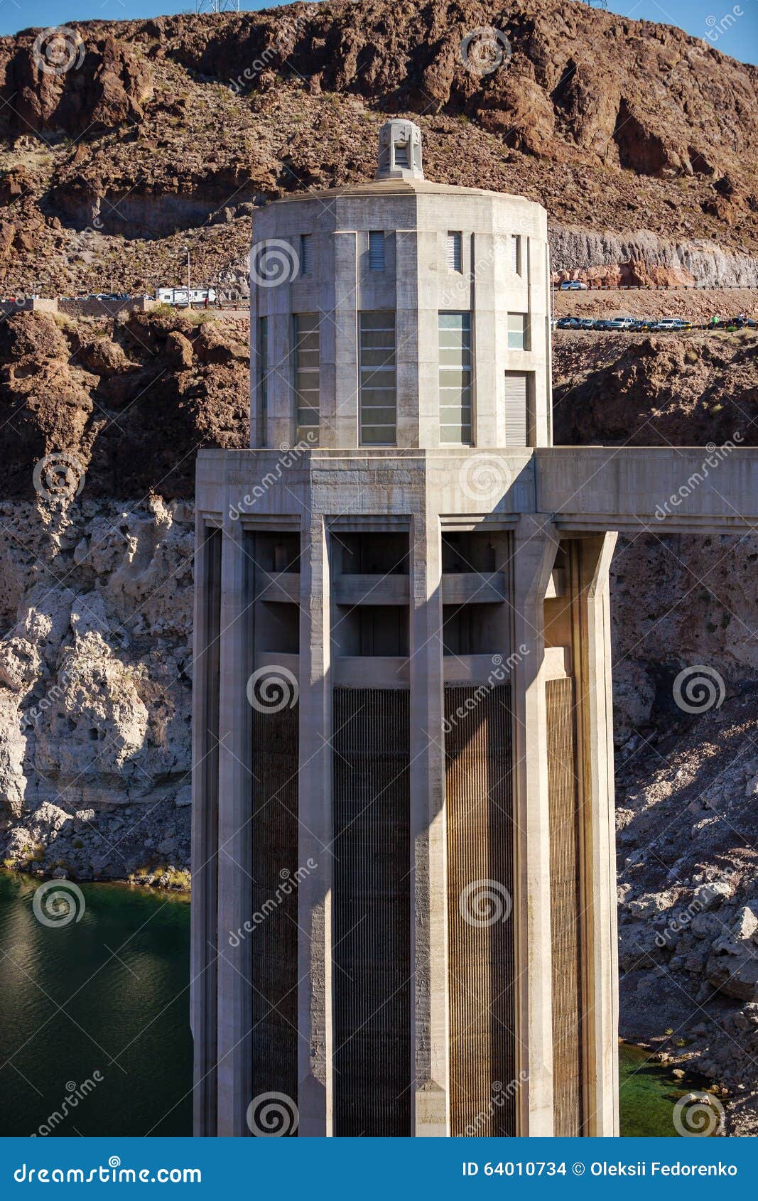 Intake tower at Hoover Dam stock photo. Image of industrial - 64010734