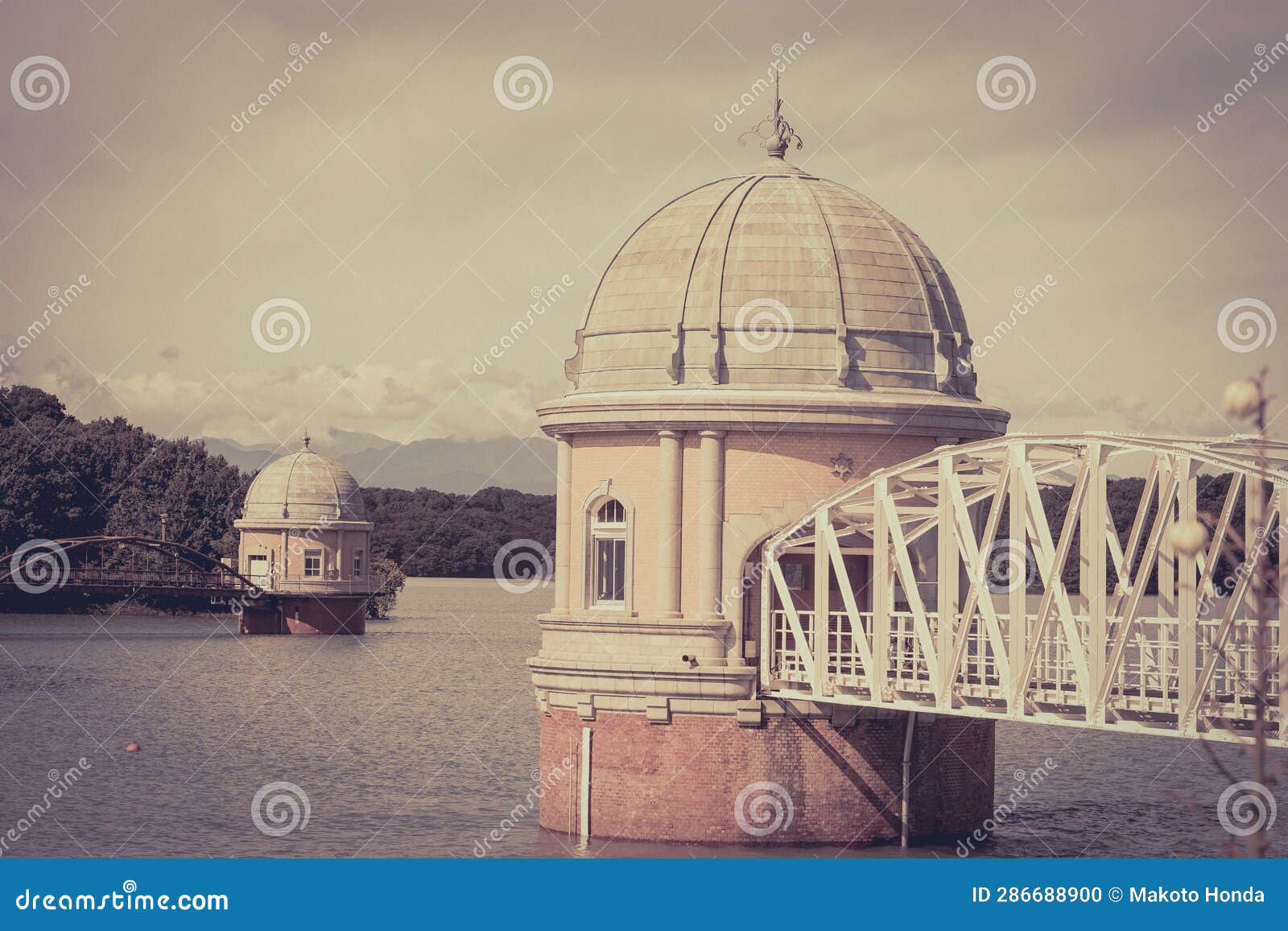 Intake Tower of Lake Tama stock photo. Image of water - 286688900