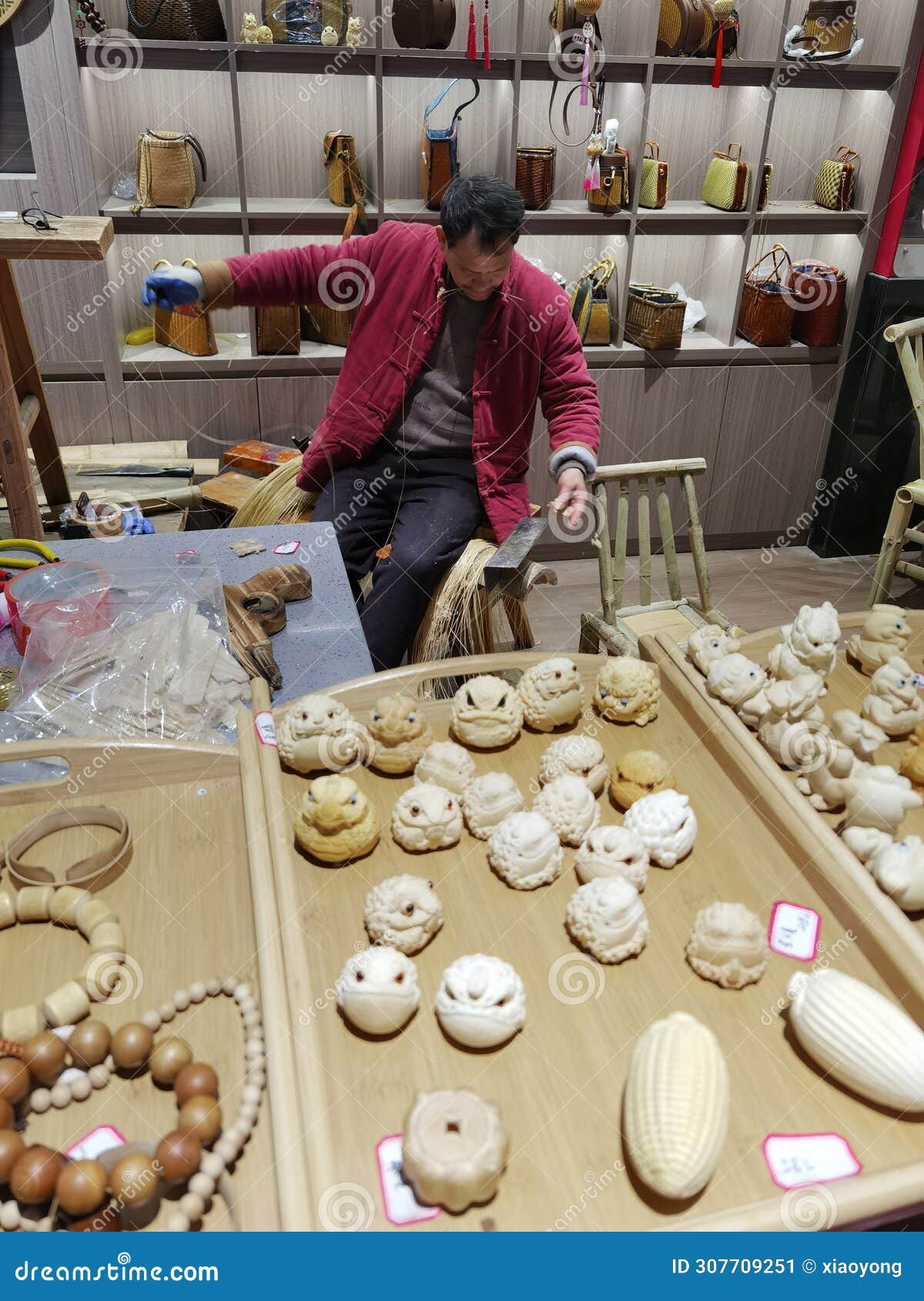Intangible Cultural Heritage Inheritor Making Bamboo Handcrafts ...
