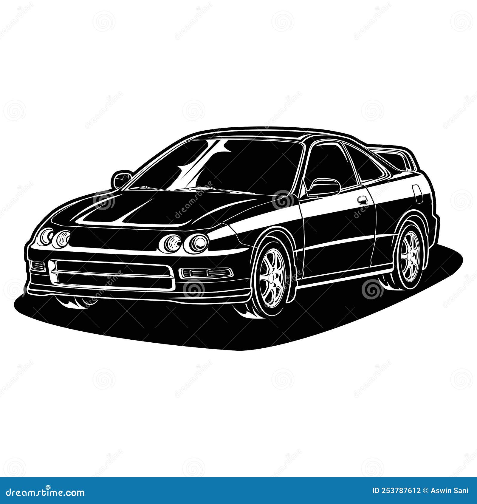 Integra DC2 Car Illustration Stock Illustration - Illustration of road ...