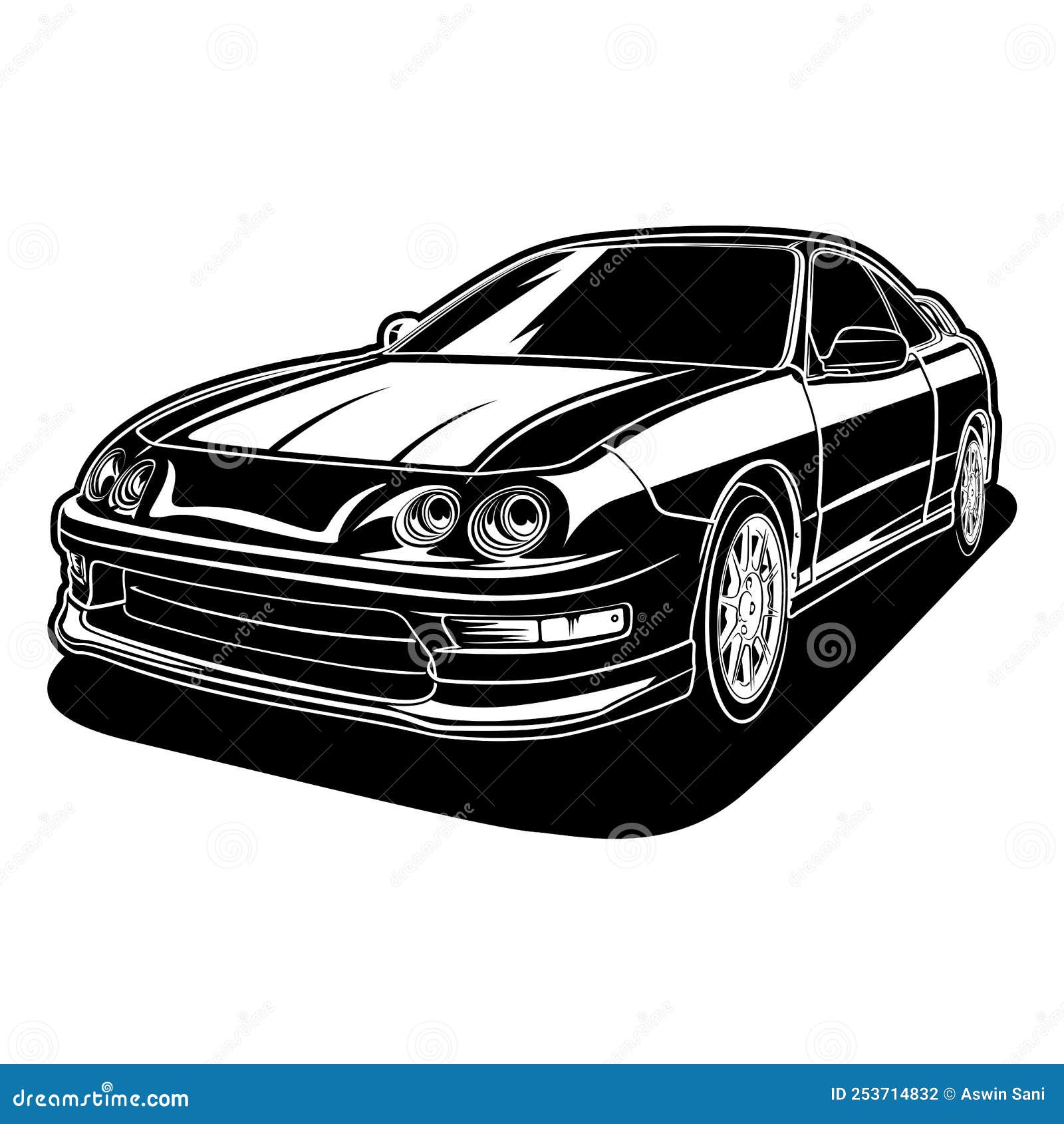 Integra DC2 Black And White Cartoon Vector | CartoonDealer.com #312674217